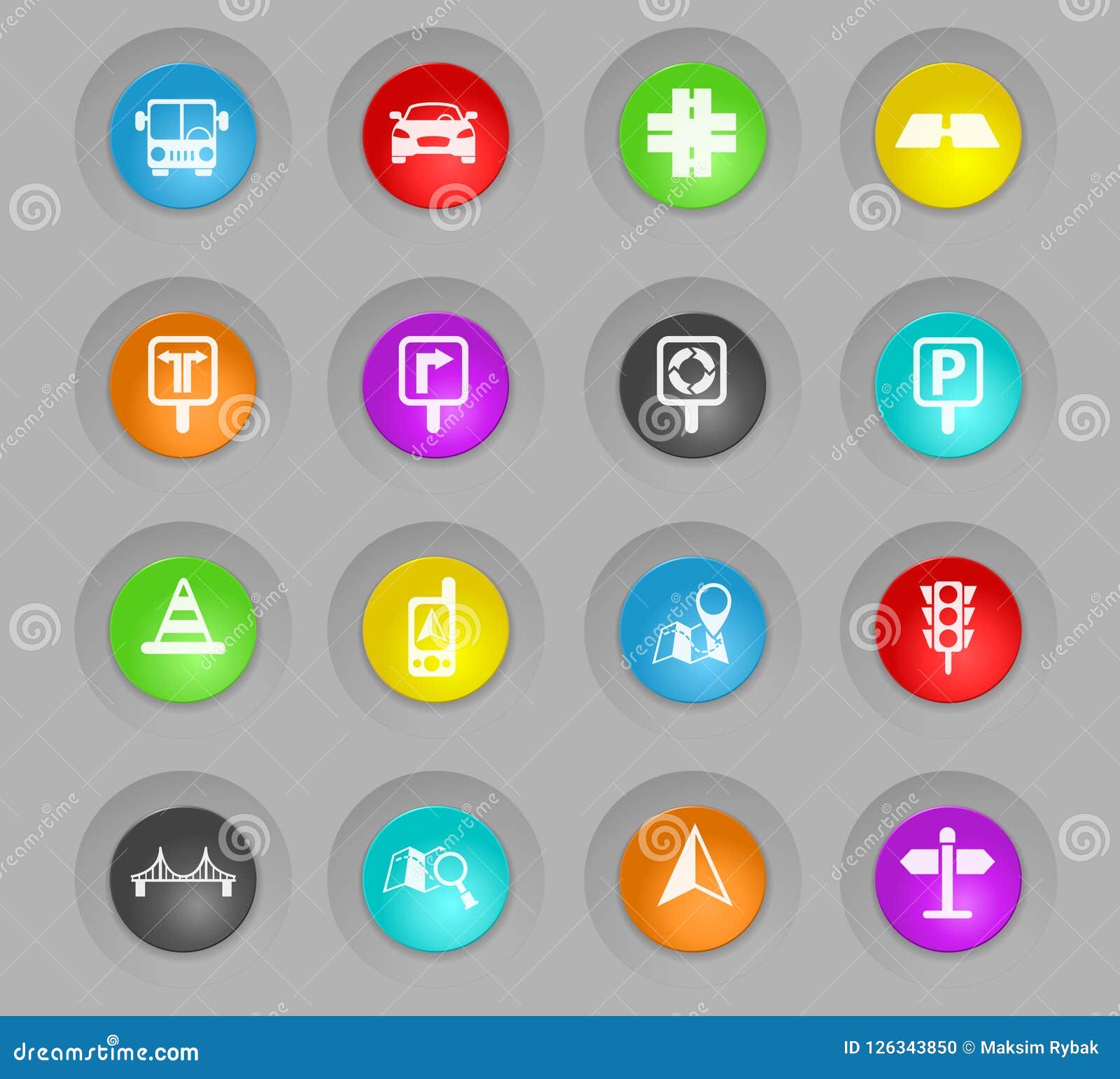 Road icon set stock vector. Illustration of buttons - 126343850