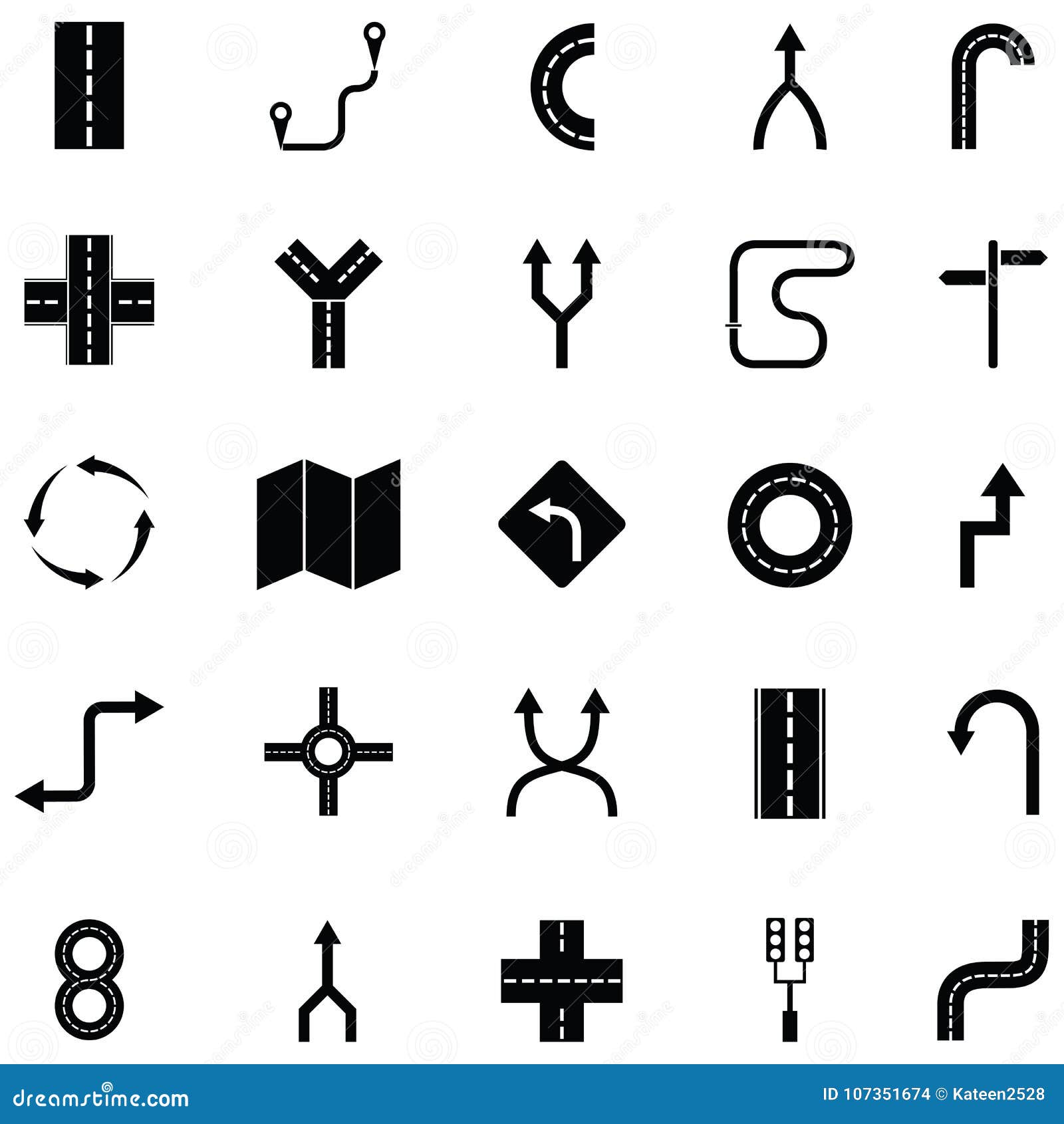 Road icon set stock vector. Illustration of isolated - 107351674