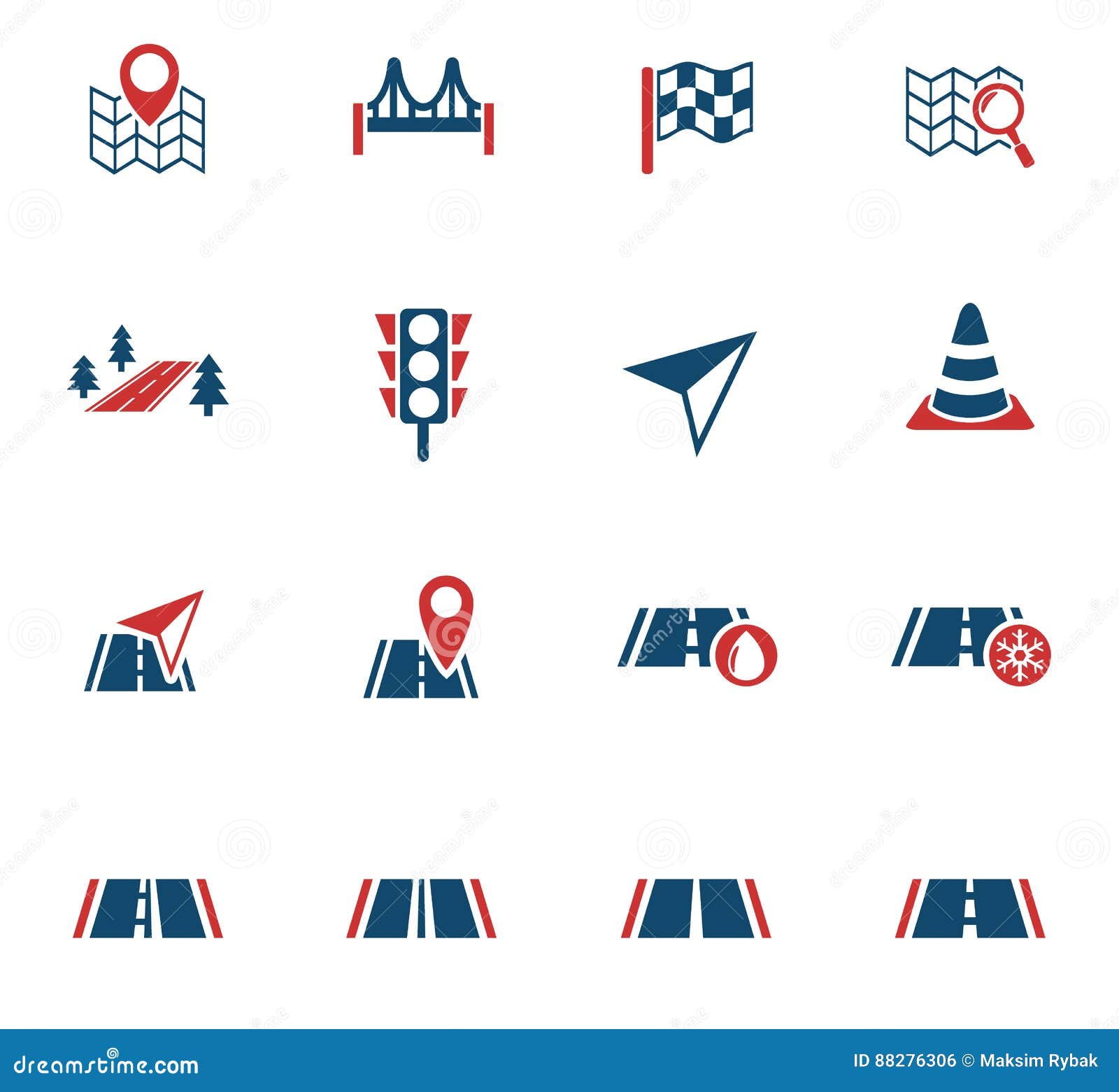 Road icon set stock illustration. Illustration of bridge - 88276306