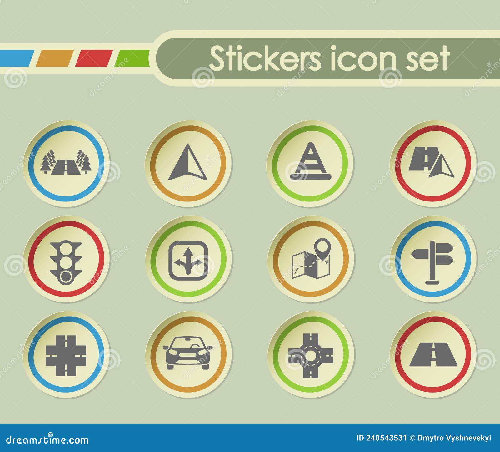 Road icon set stock vector. Illustration of marking - 240543531