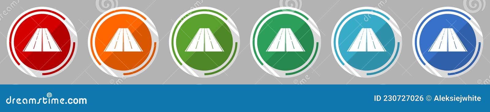 Road Icon Set, Vector Illustration in 6 Colors Options for Webdesign ...
