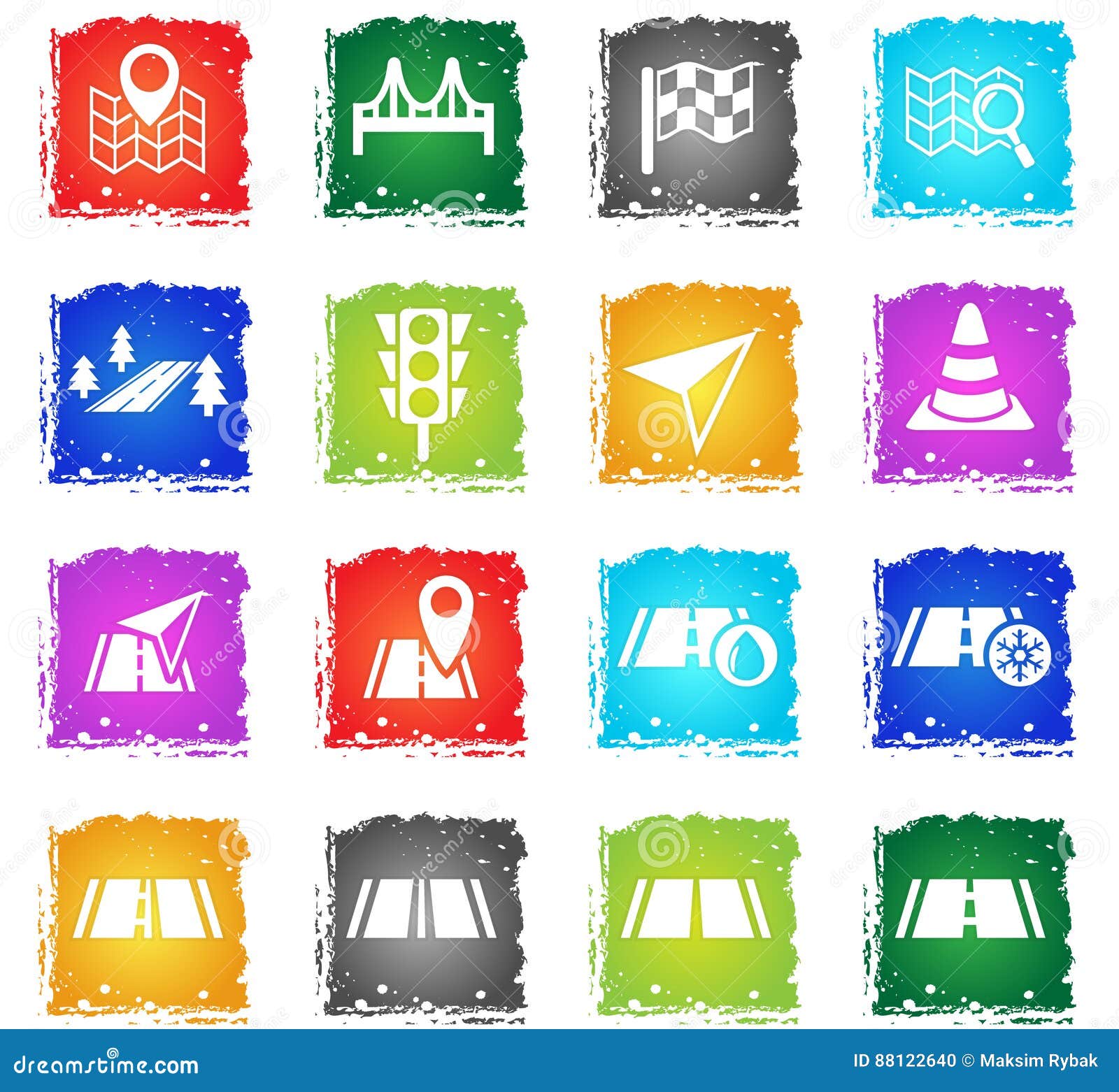 Road icon set stock vector. Illustration of icon, symbol - 88122640