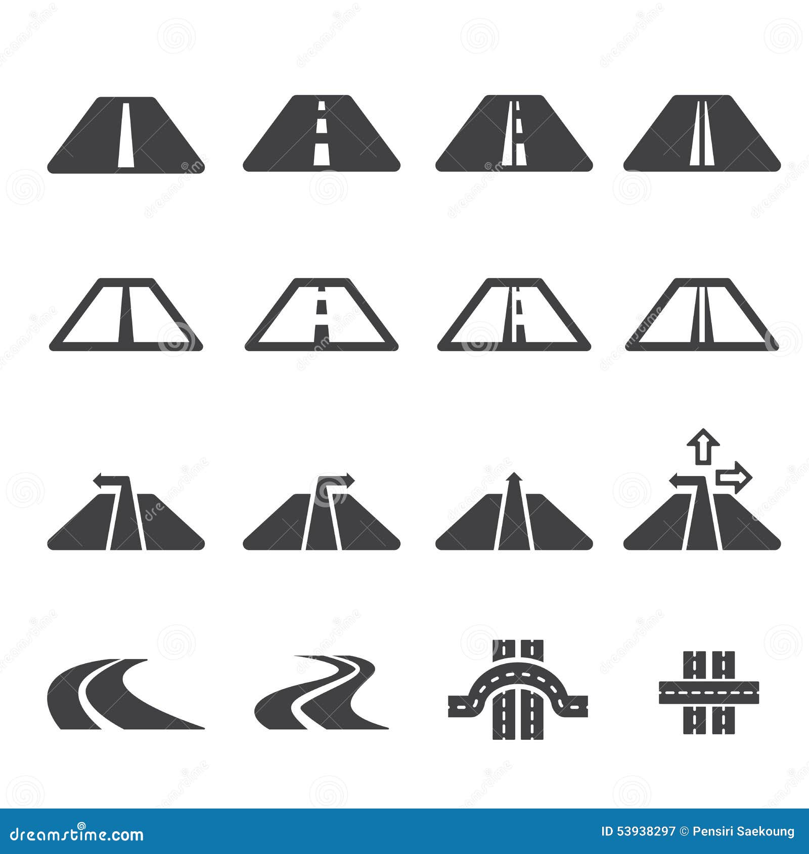 Road icon set stock vector. Illustration of shape, race - 53938297