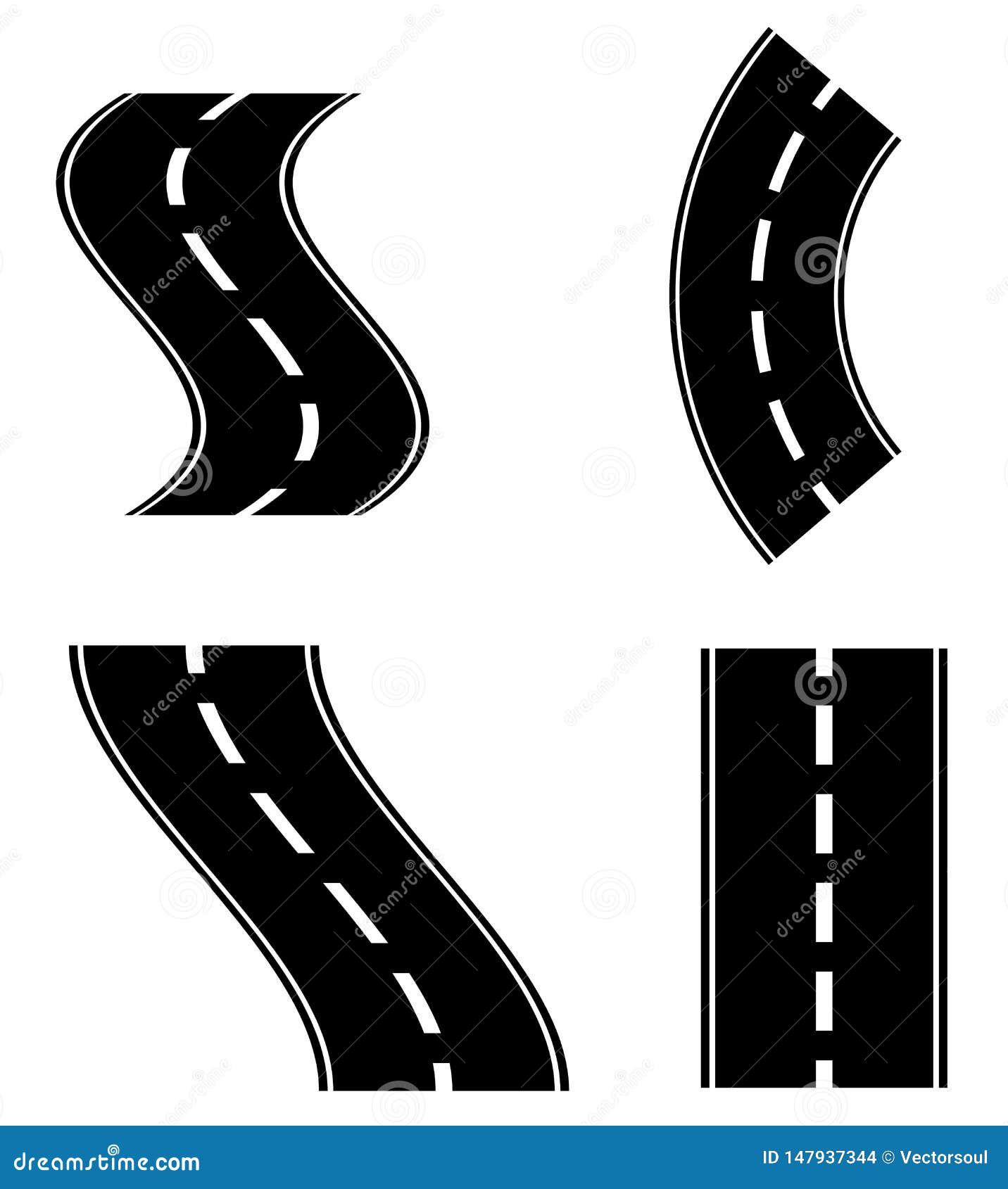 Road Icons Isolated on White Stock Vector - Illustration of striped ...