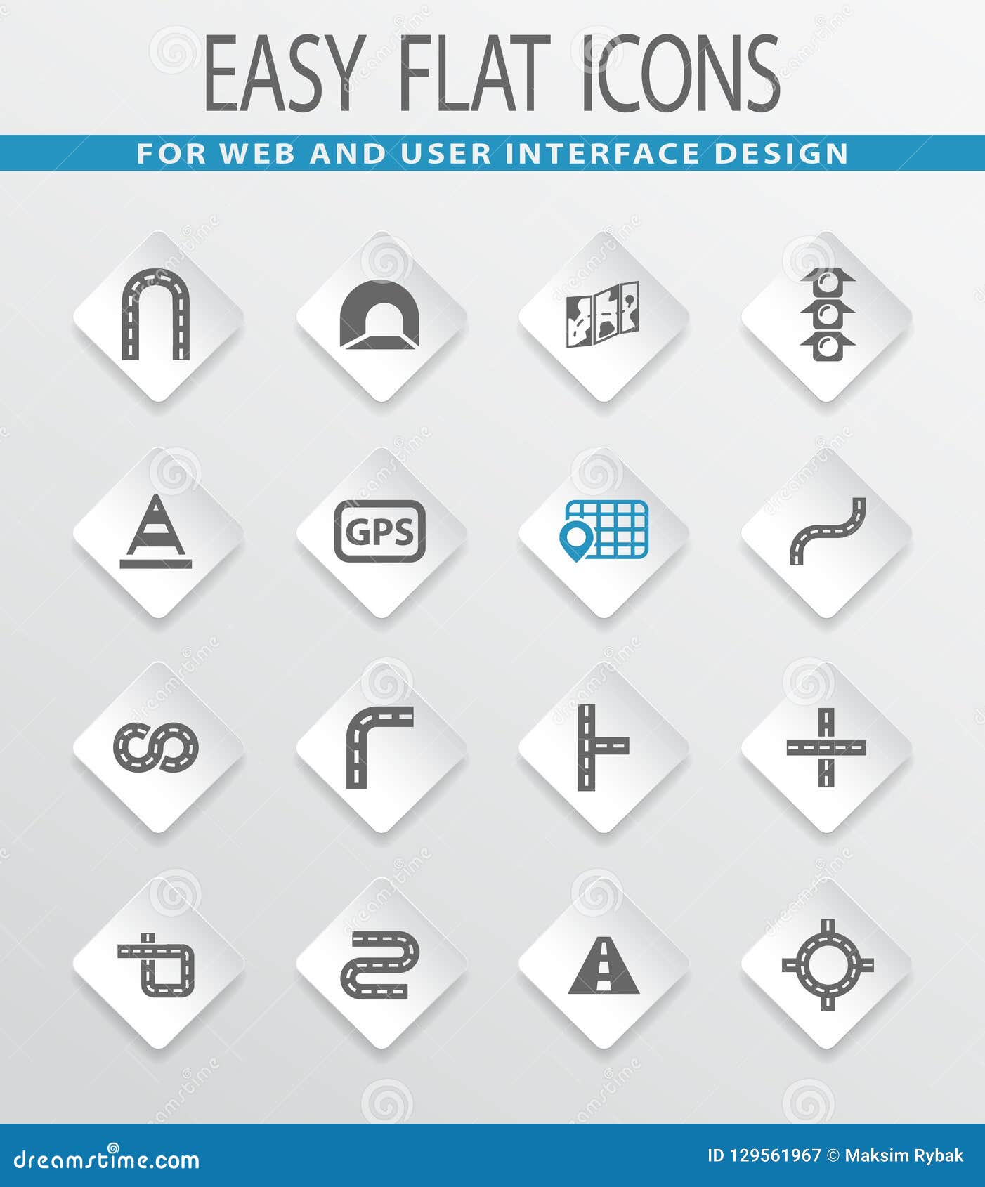 Road icons set stock vector. Illustration of journey - 129561967