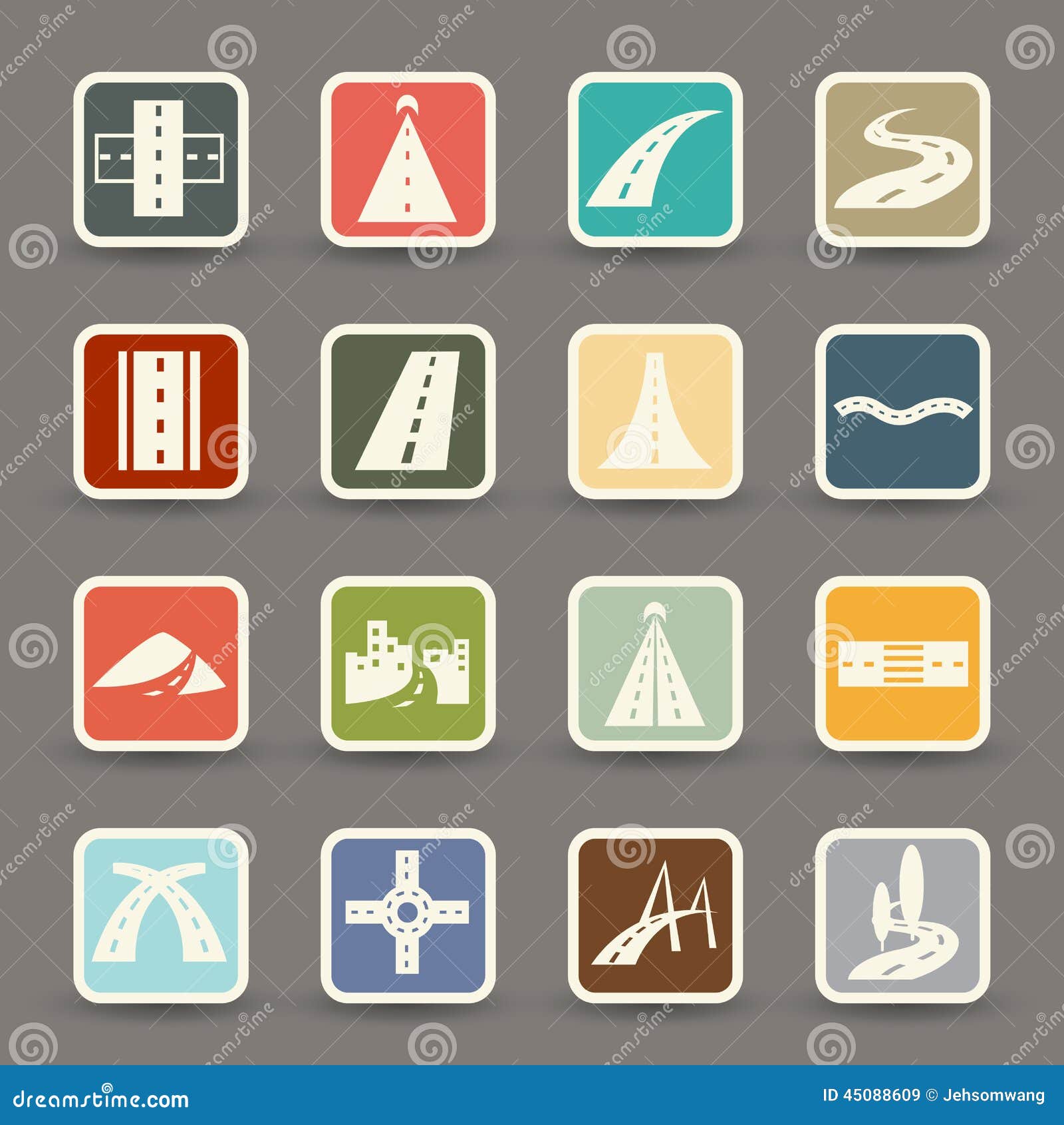 Road icons vector stock vector. Illustration of highway - 45088609