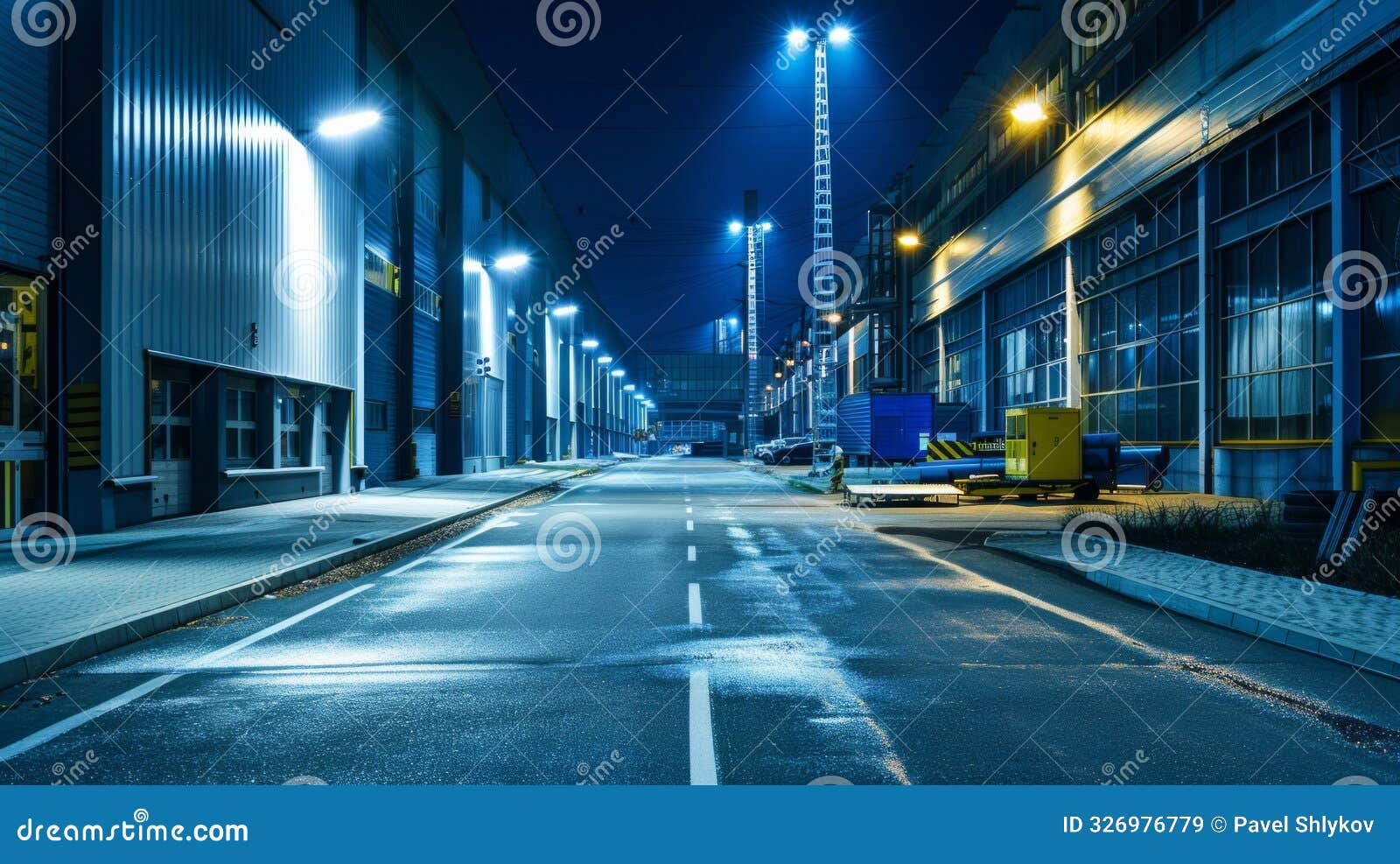 Road in the Industrial Zone with Modern LED Lighting Stock Image ...