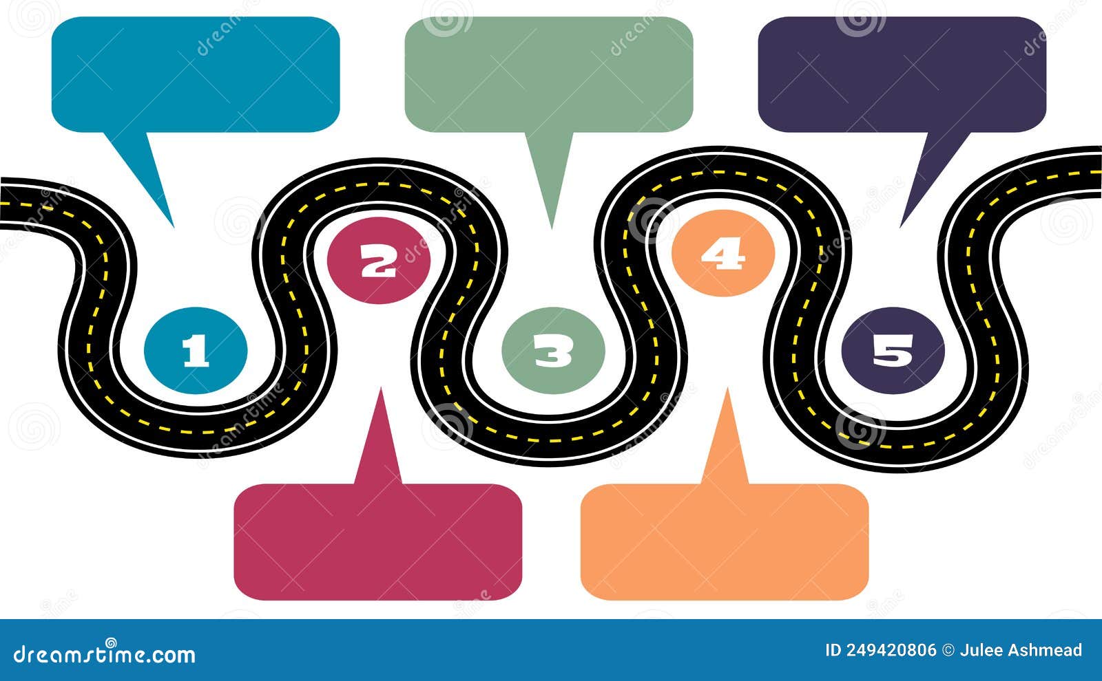 Vector Illustration Infographic of Winding Road with Steps Stock Vector ...