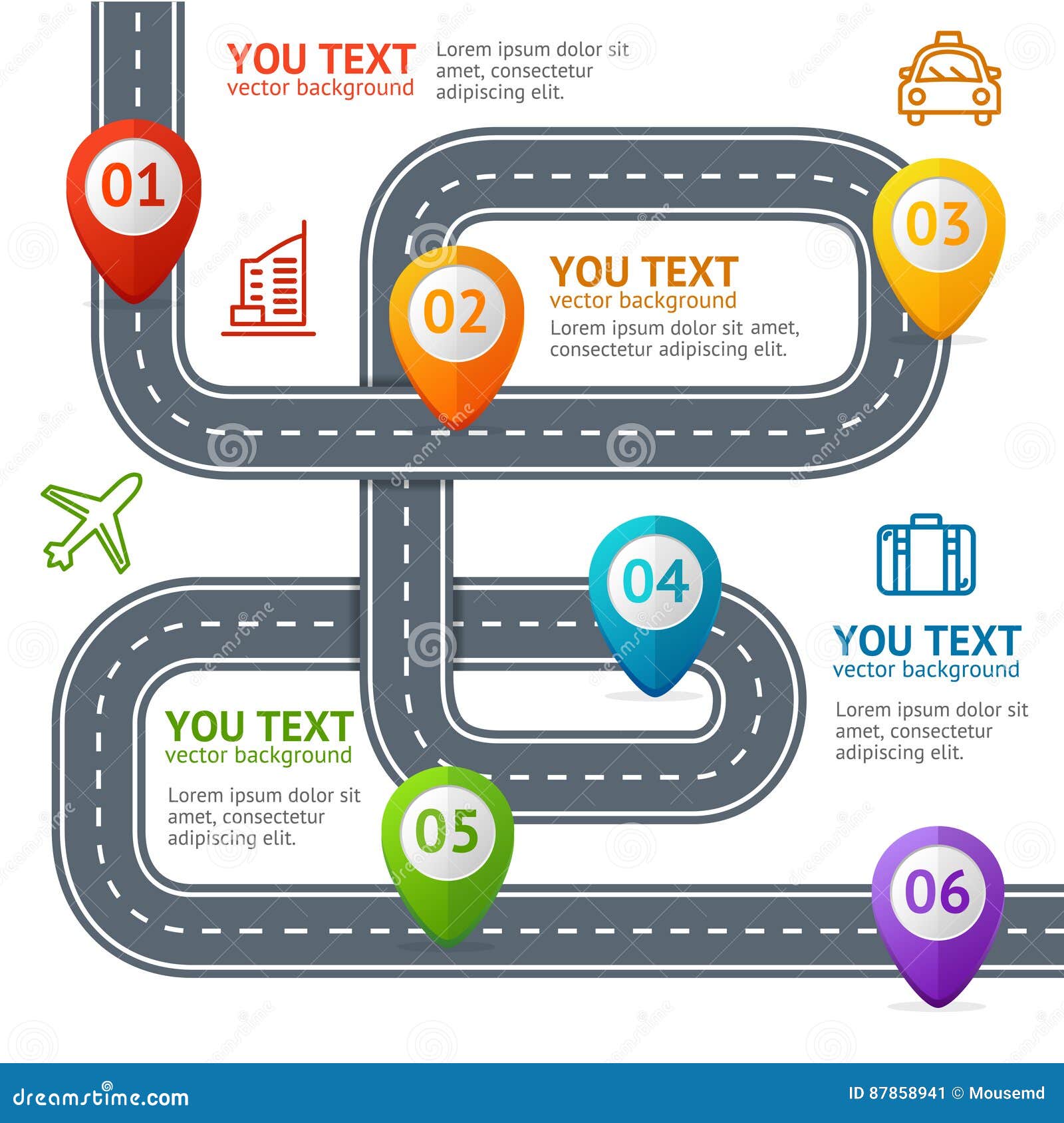 Road Infographic with Location Mark Elements. Vector Stock Vector ...