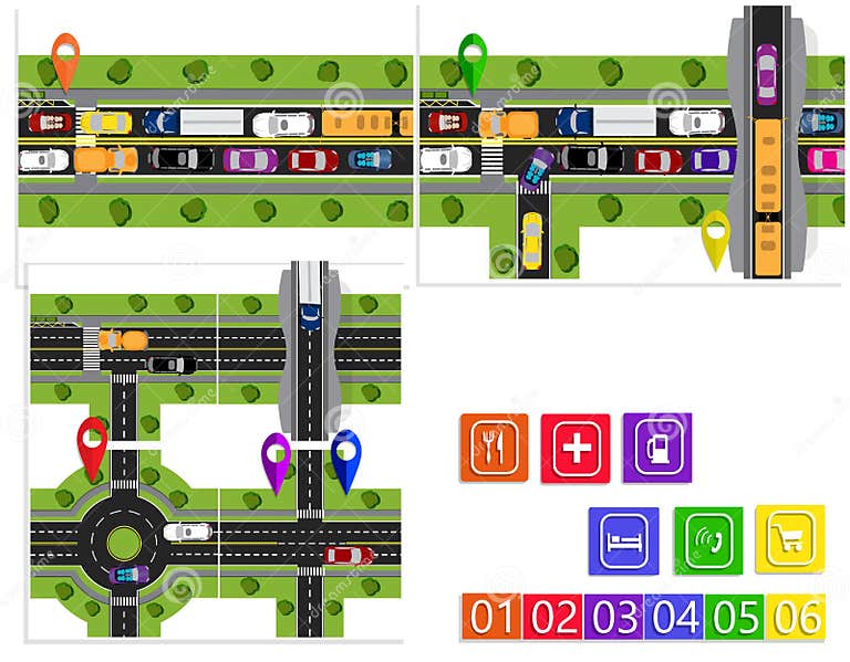 Road Infographic. a Set of Abstract Road Junctions Stock Vector ...