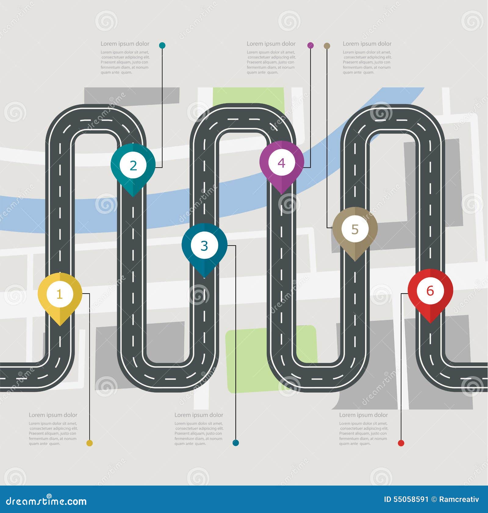 Road Infographic Stepwise Structure with Pin Pointer. Stock Vector ...