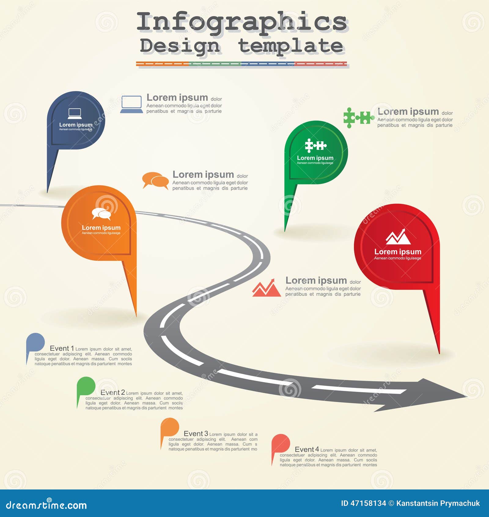 Road Infographic Timeline Element Layout. Vector Stock Vector ...