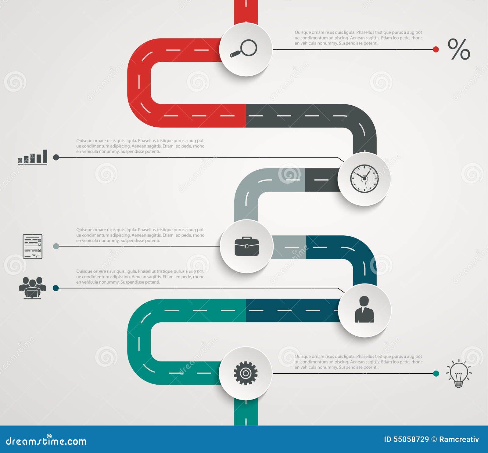 Road Infographic Timeline with Icons. Vertical Structure Stock Vector ...