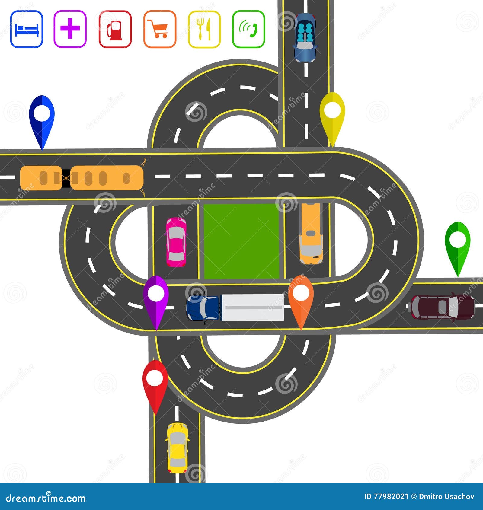 Road Infographics. Noted On Various Objects Map. Abstract ...
