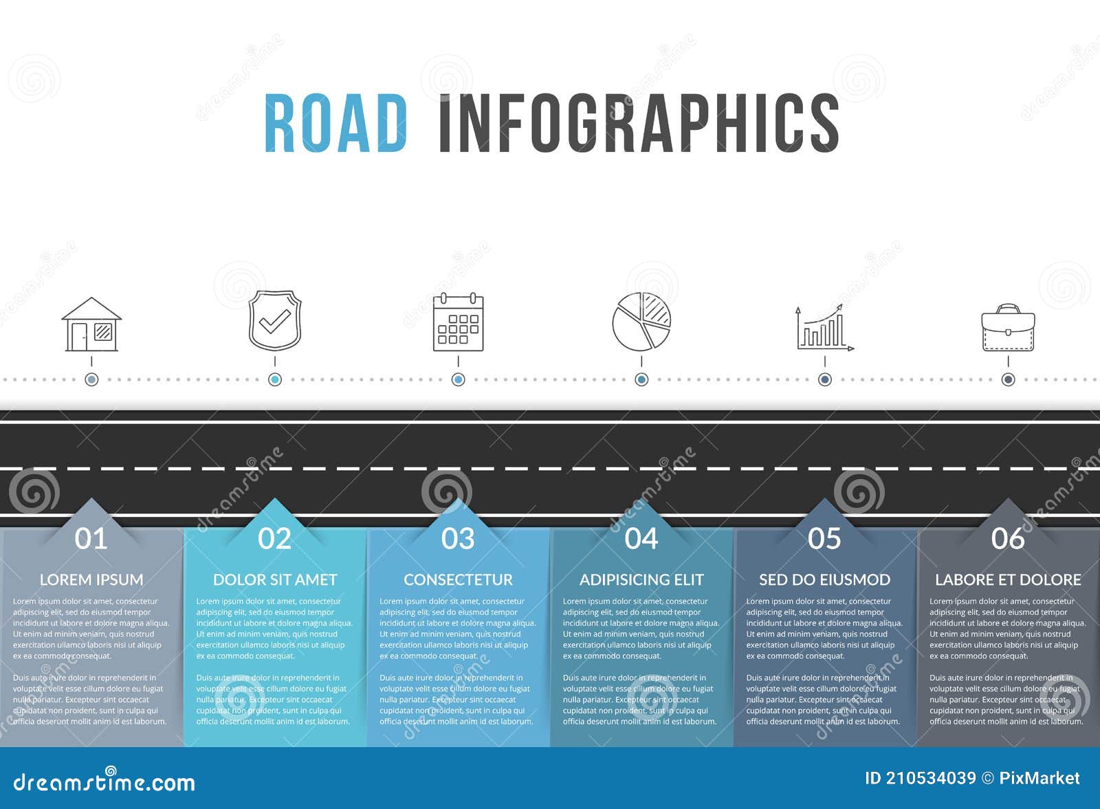 Road Infographics stock vector. Illustration of asphalt - 210534039