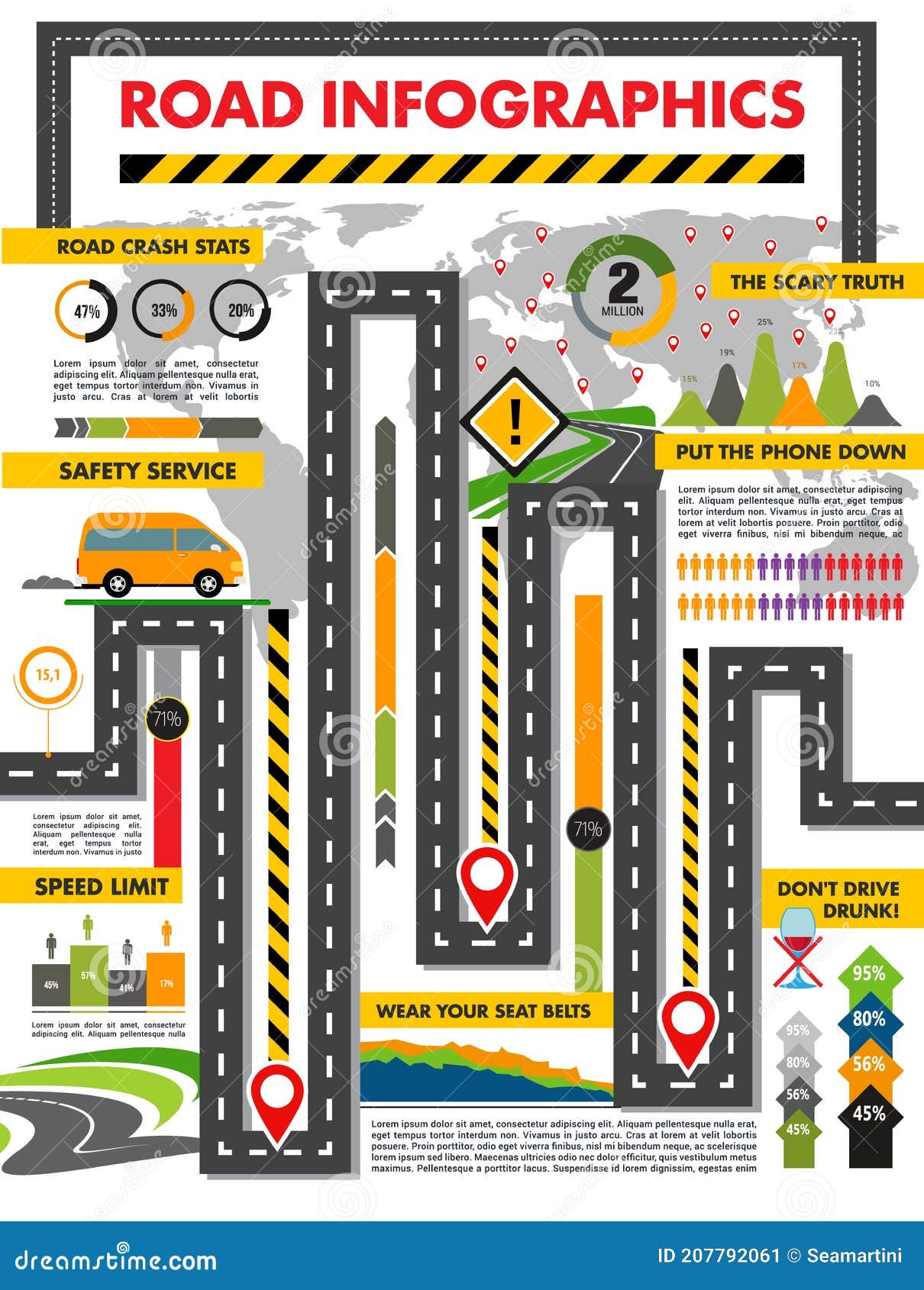 Road Transport Infographics Vector Info Template Stock Illustration ...