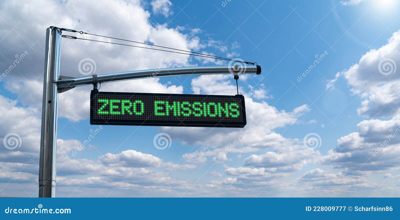 Road Information Board with Text ZERO EMISSIONS Stock Image - Image of ...