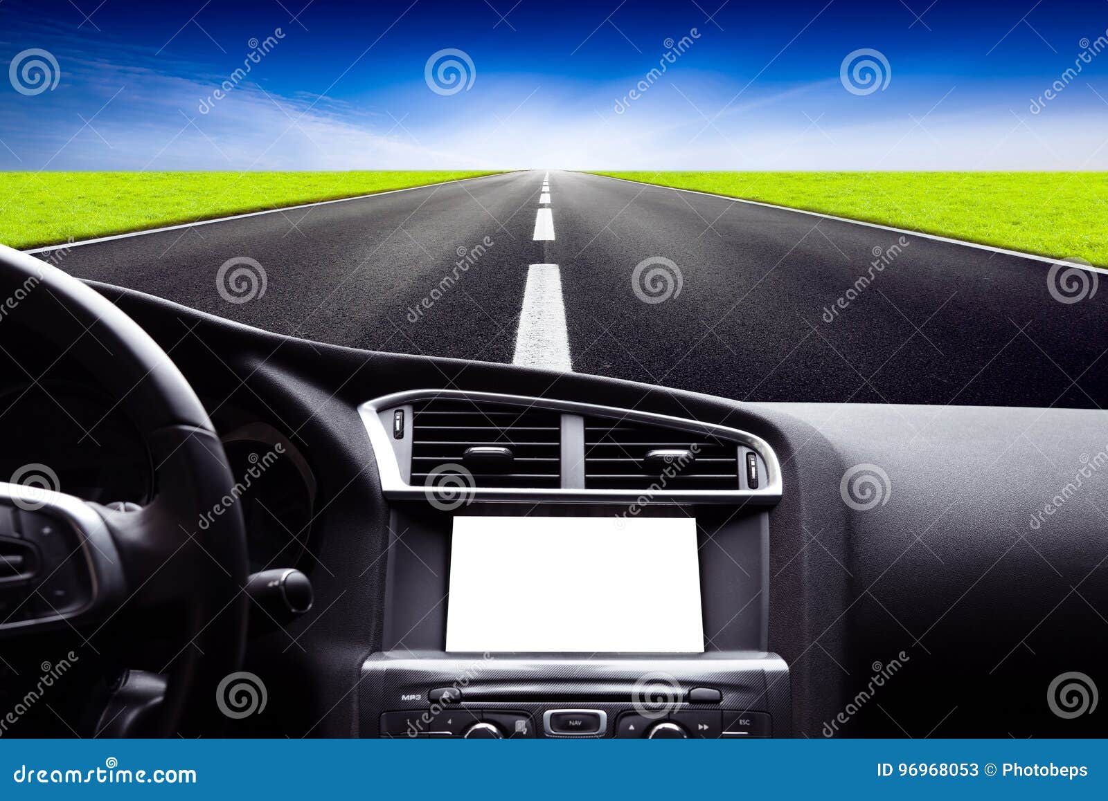 Road from inside the car stock image. Image of driving - 96968053