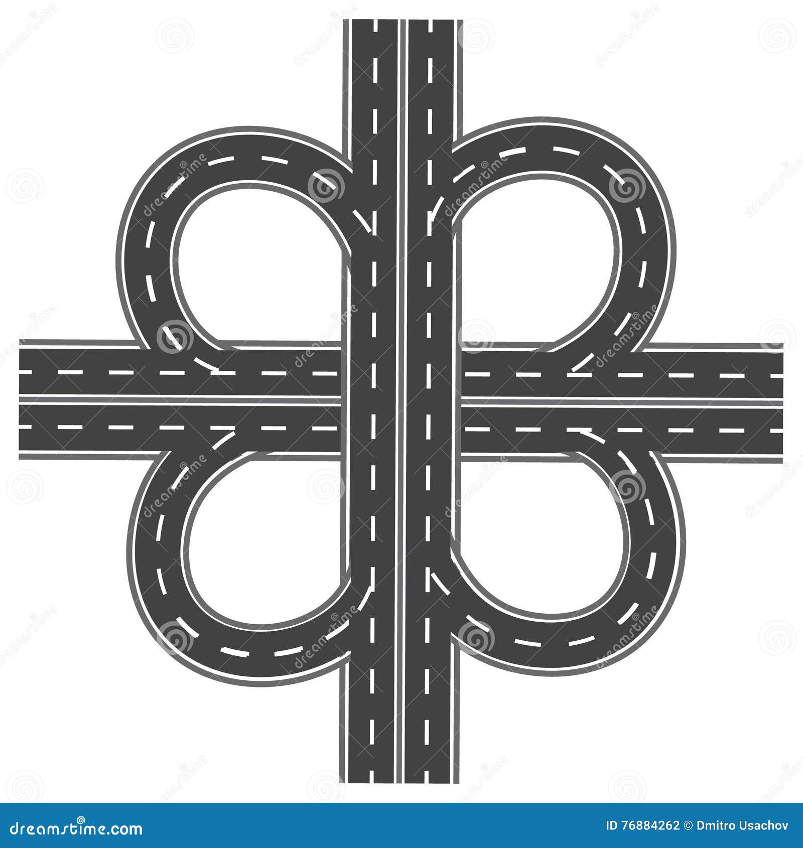 Road Interchange. Highway with White Markings. Illustration Stock ...