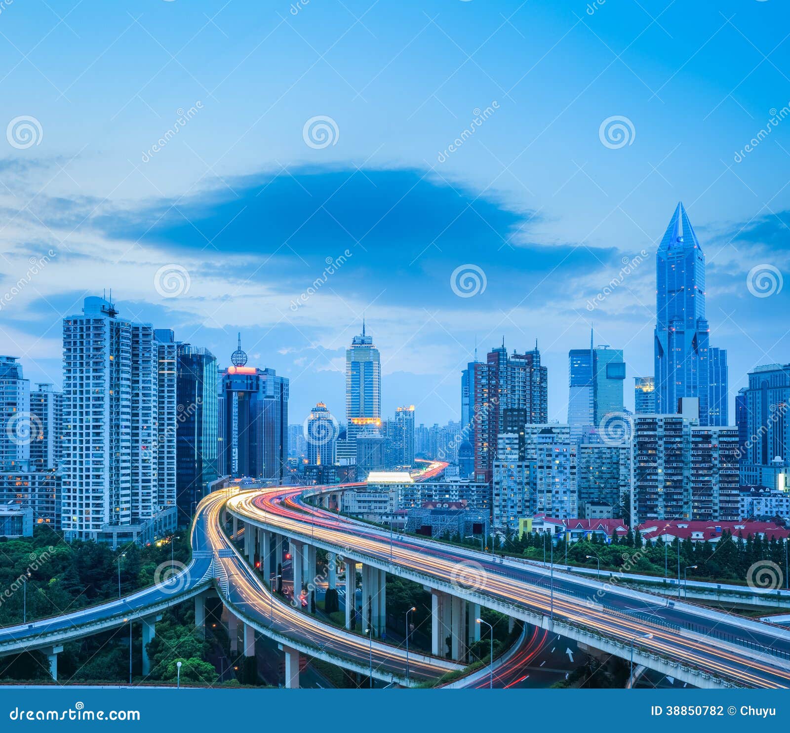 Road Interchange in Shanghai Stock Photo - Image of overview ...