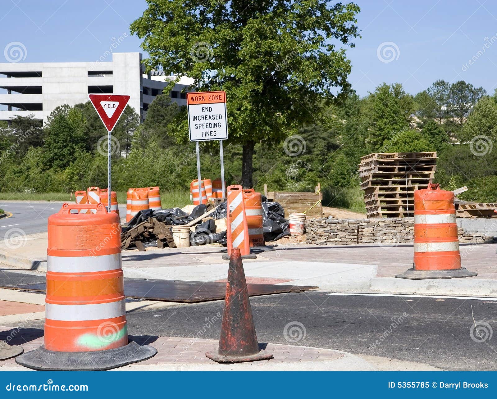 Road Intersection Construction Stock Image - Image of machinery, urban ...