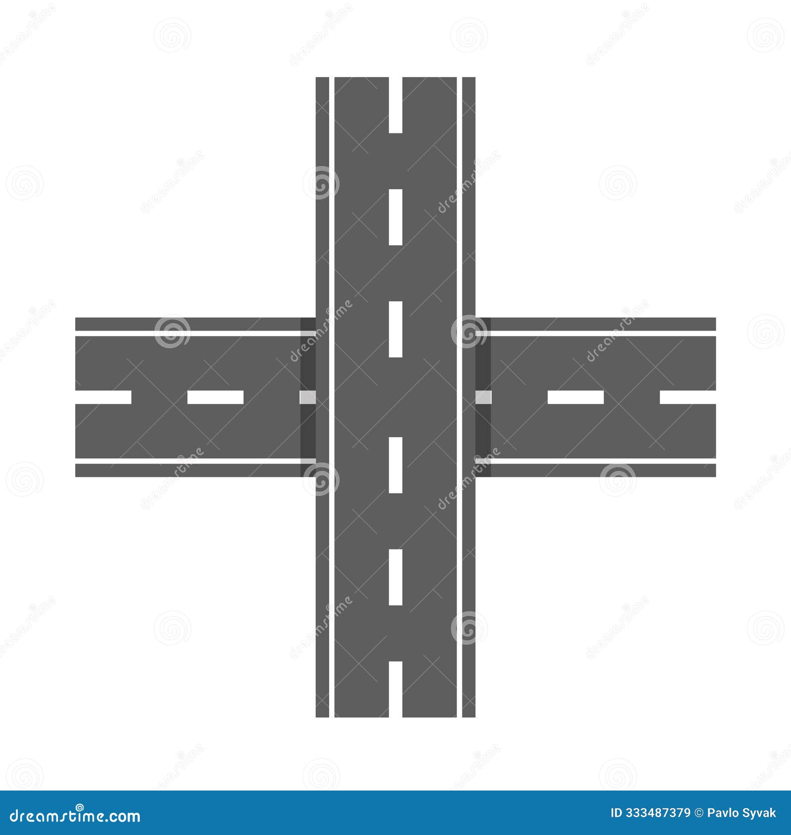 Road Intersection, Converge, Marked by Dashed Lanes, Crossroad Isolated ...