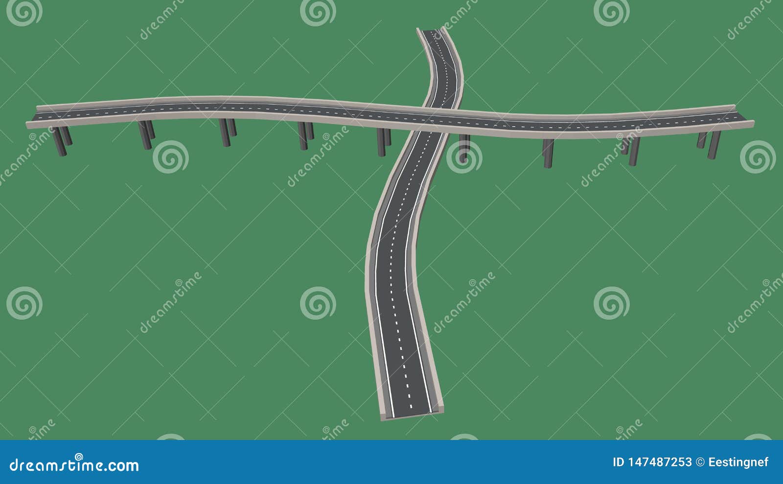 Road Intersection. 3d Vector Illustration Stock Vector - Illustration ...