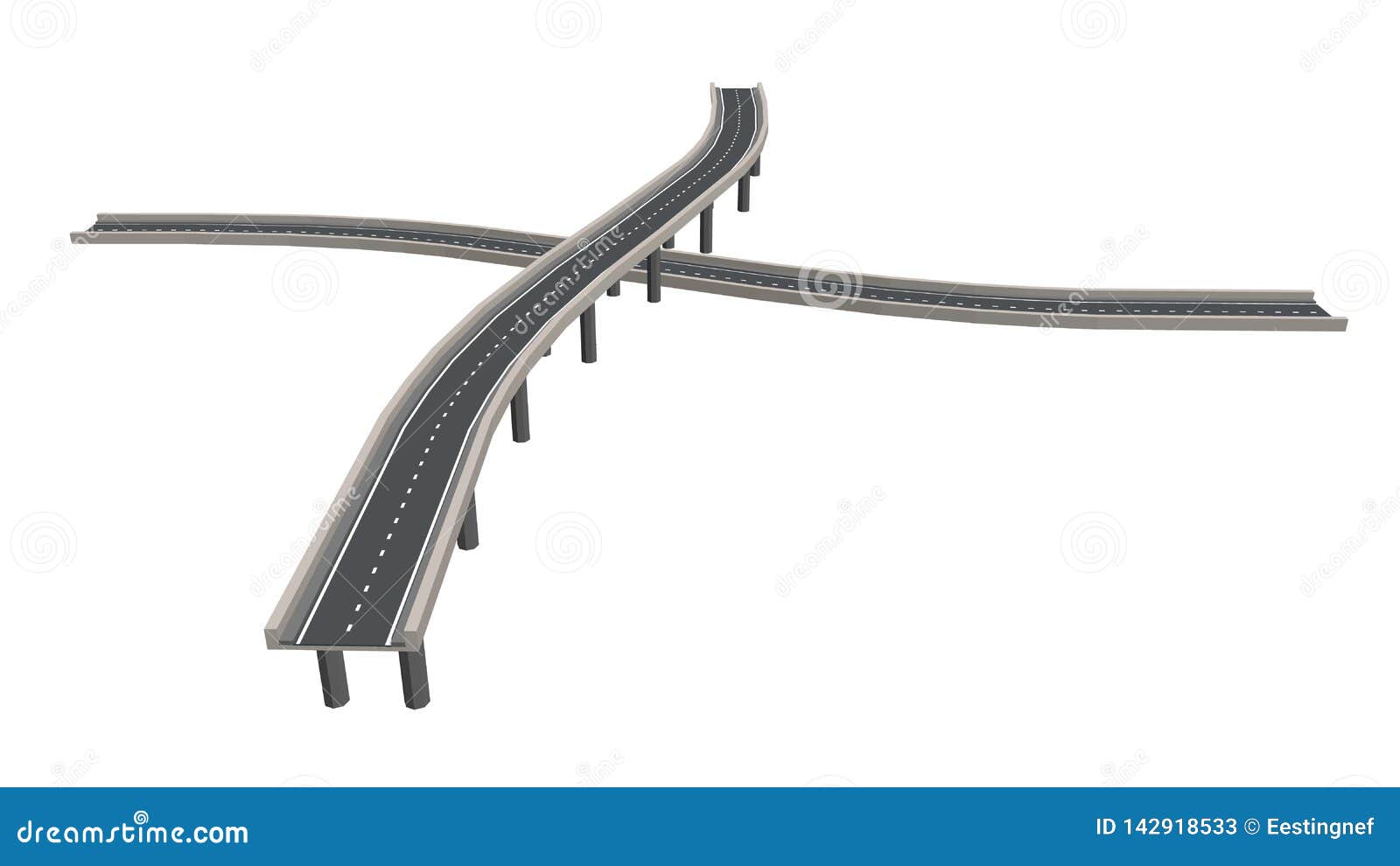 Road Intersection. 3d Vector Illustration Stock Vector - Illustration ...