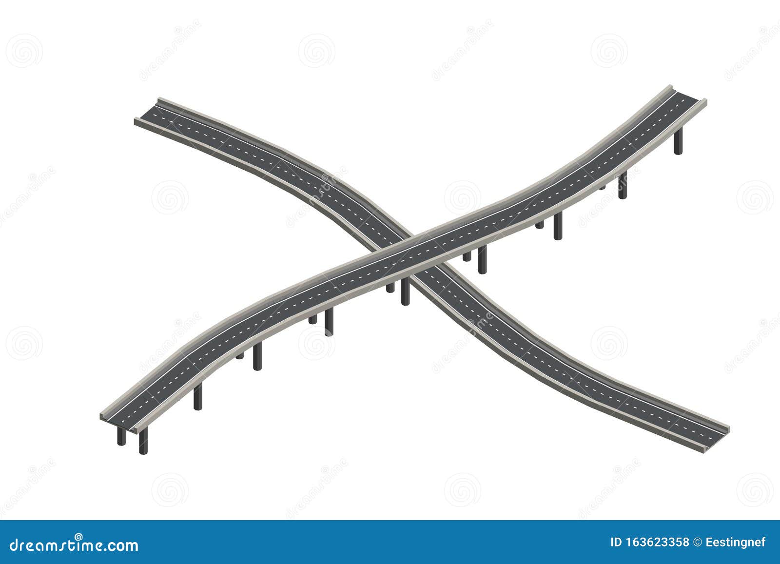 Road Intersection. 3d Vector Illustration Stock Vector - Illustration ...