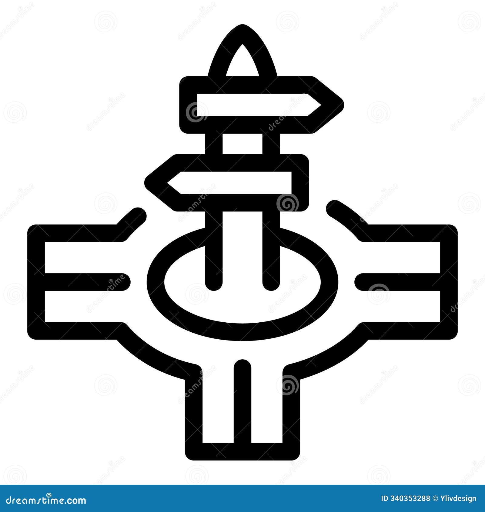 Road Intersection with Directional Arrows Showing Different Paths Stock ...