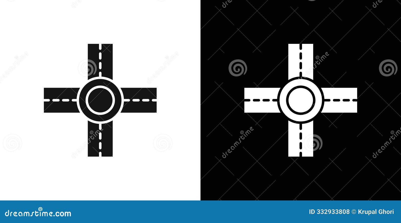 Road Intersection Junction Icon Logo Set Vector Stock Vector ...