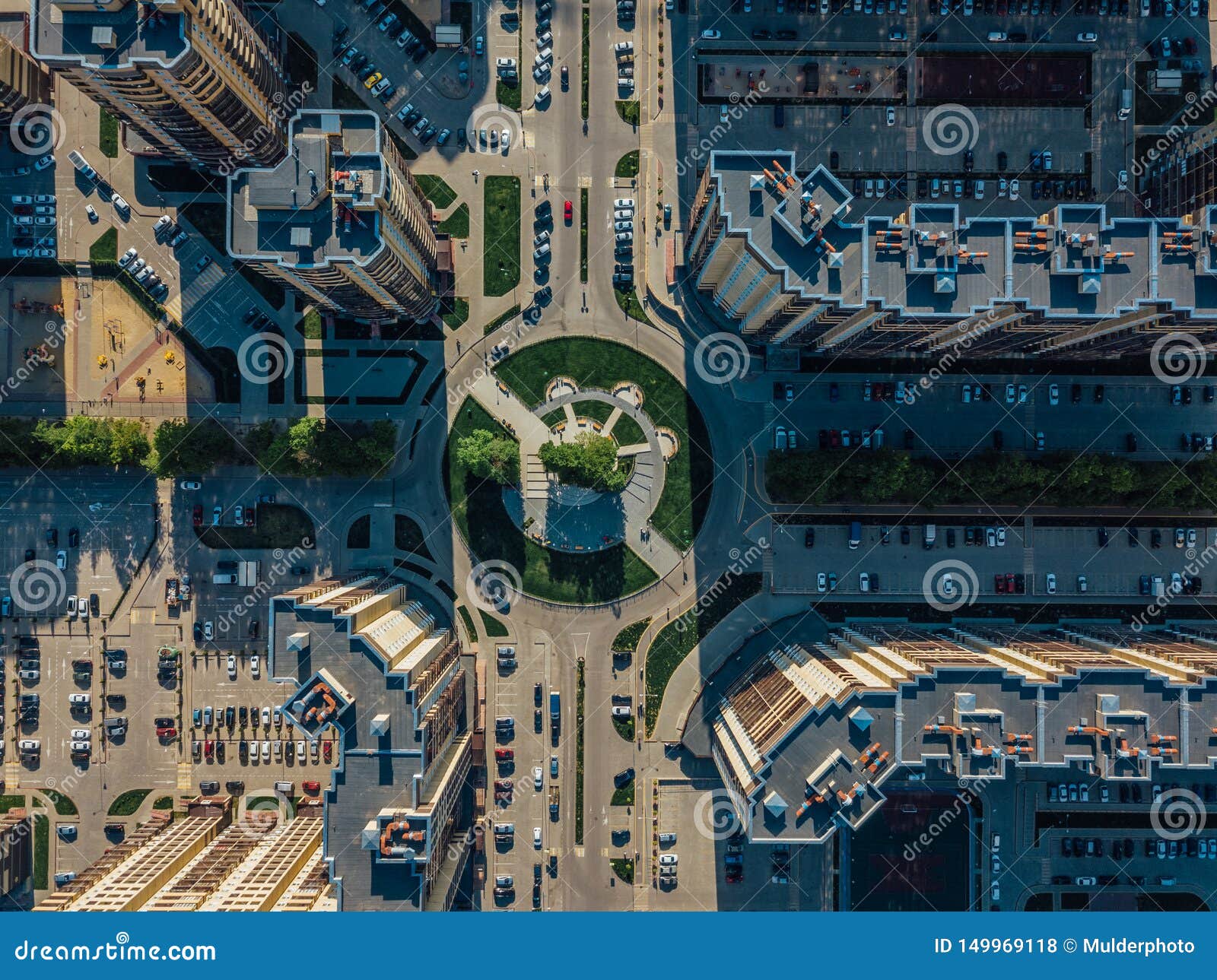 Road Intersection in Modern Residential Area in Voronezh, Top View ...