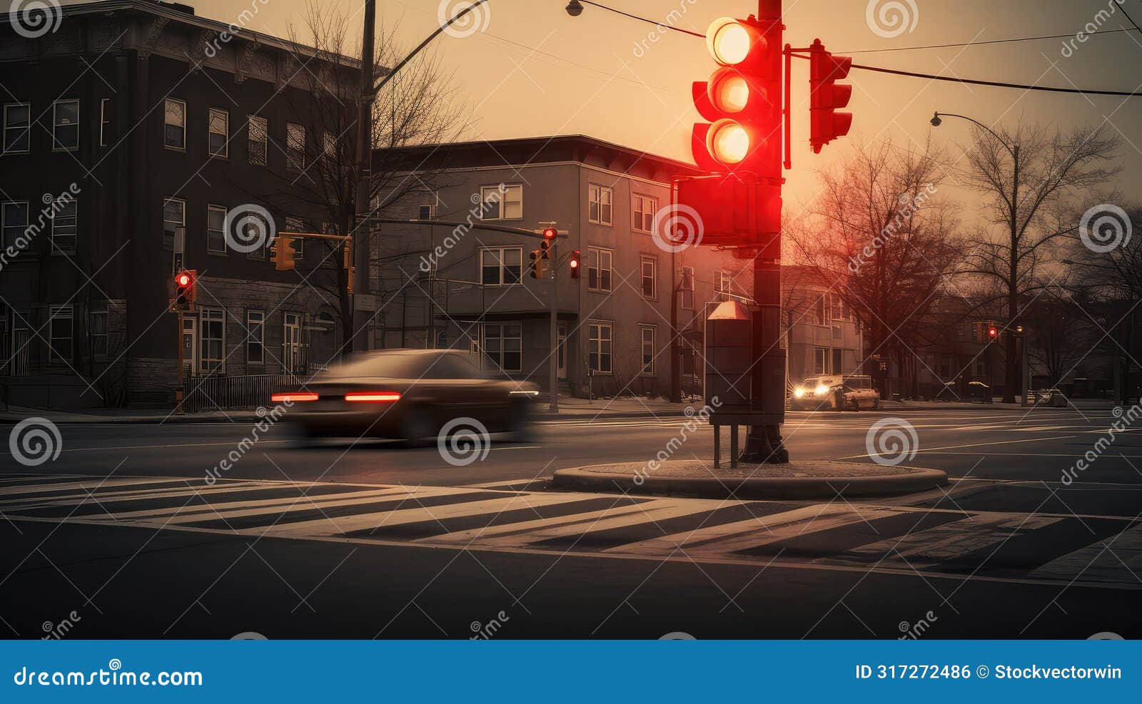 Road Intersection Stop Light Stock Illustration - Illustration of road ...