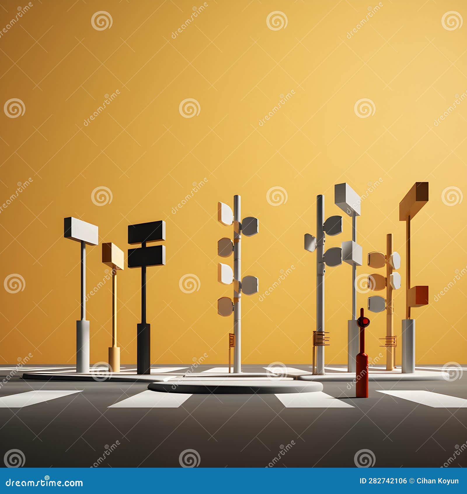 Road Intersections Equipped with Visible and Reliable Signposts Stock ...