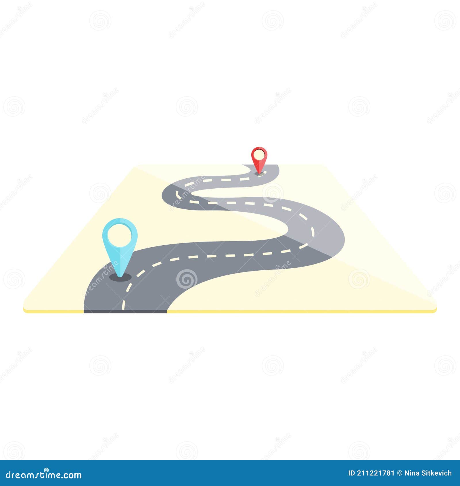 Road Itinerary Icon, Cartoon Style Stock Vector - Illustration of ...