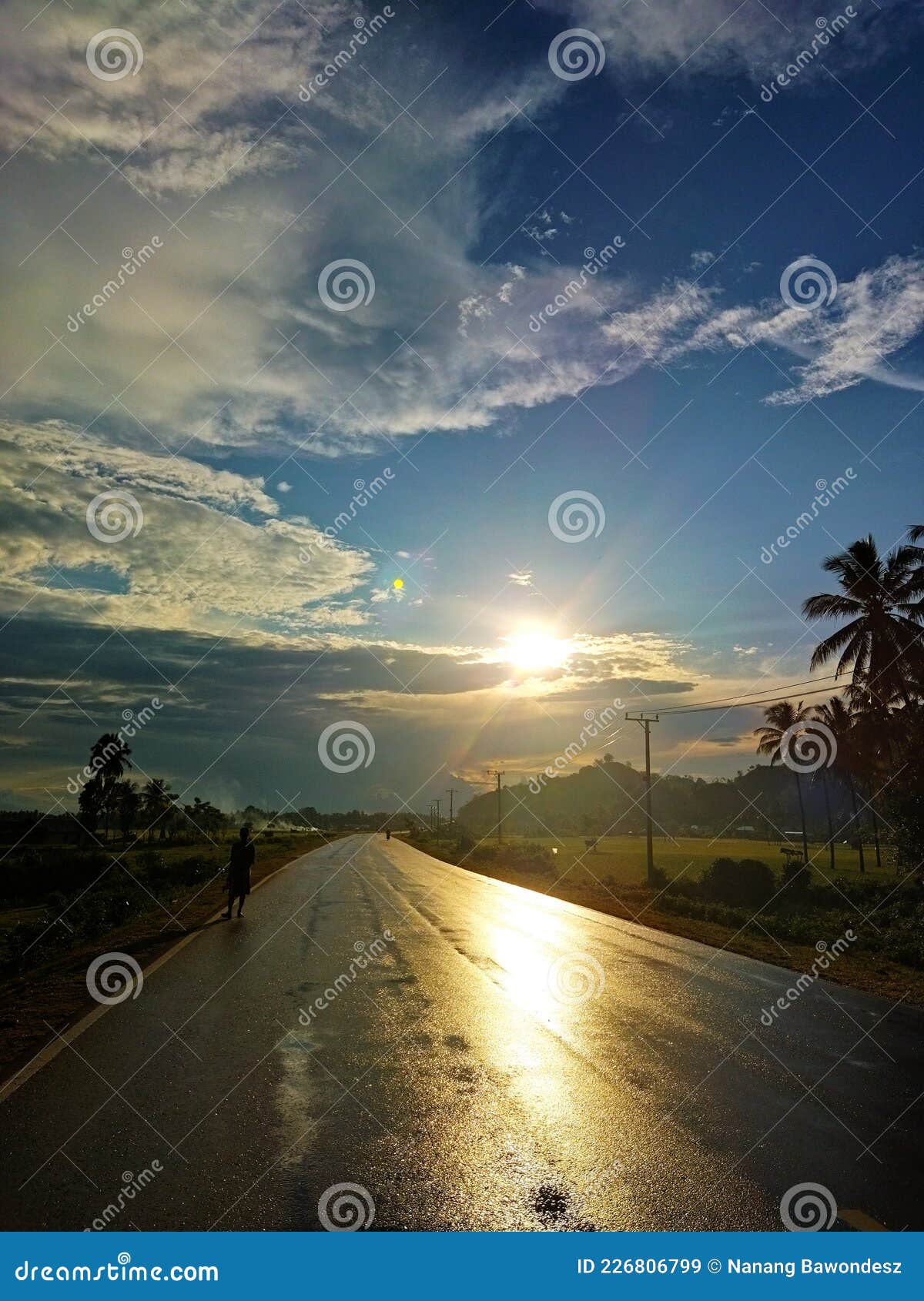 Road Jalan Sunset Cloud Sawah Stock Image - Image of road, jalan: 226806799