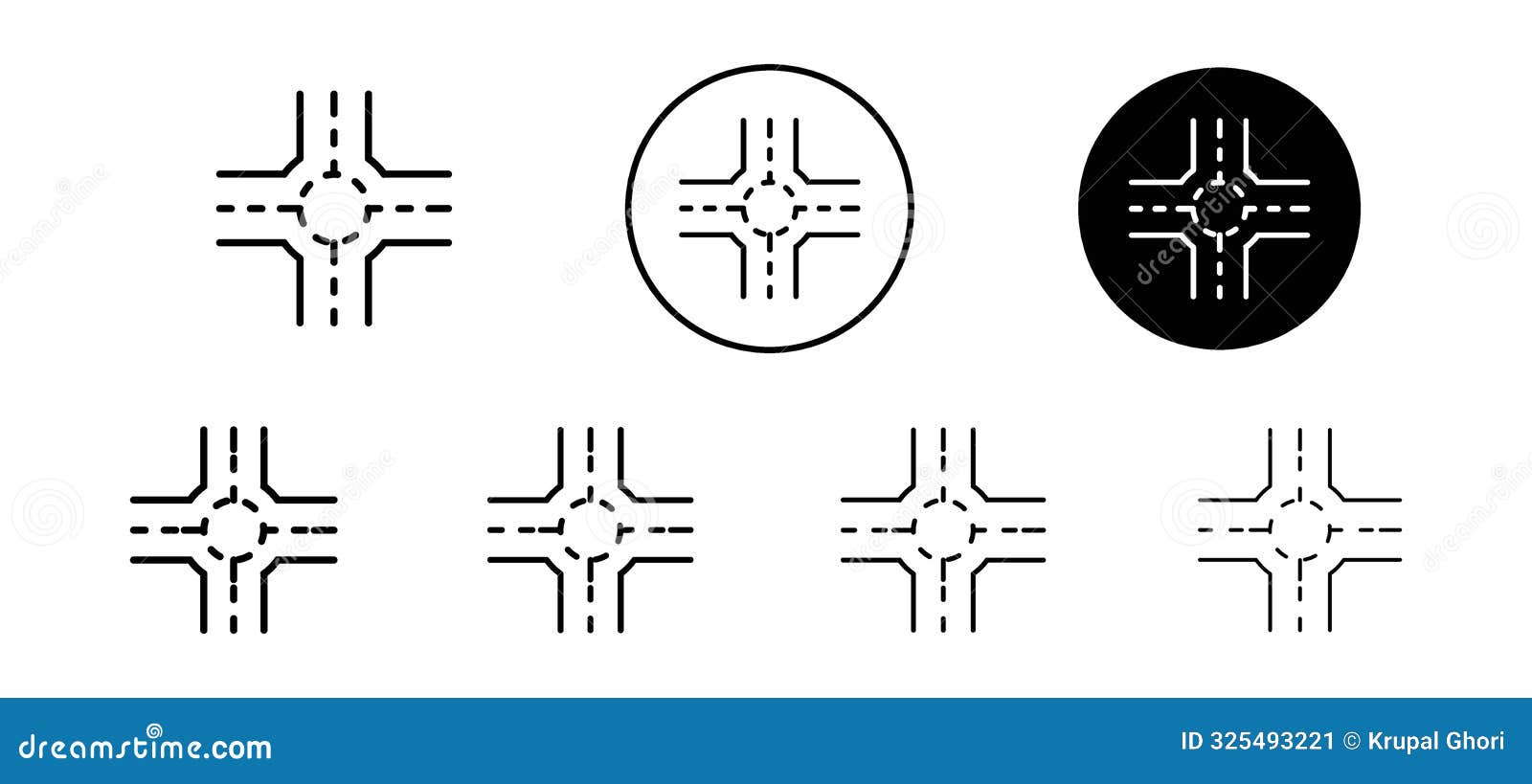 Road Junction Icon Vector Set Collection for Web Stock Illustration ...