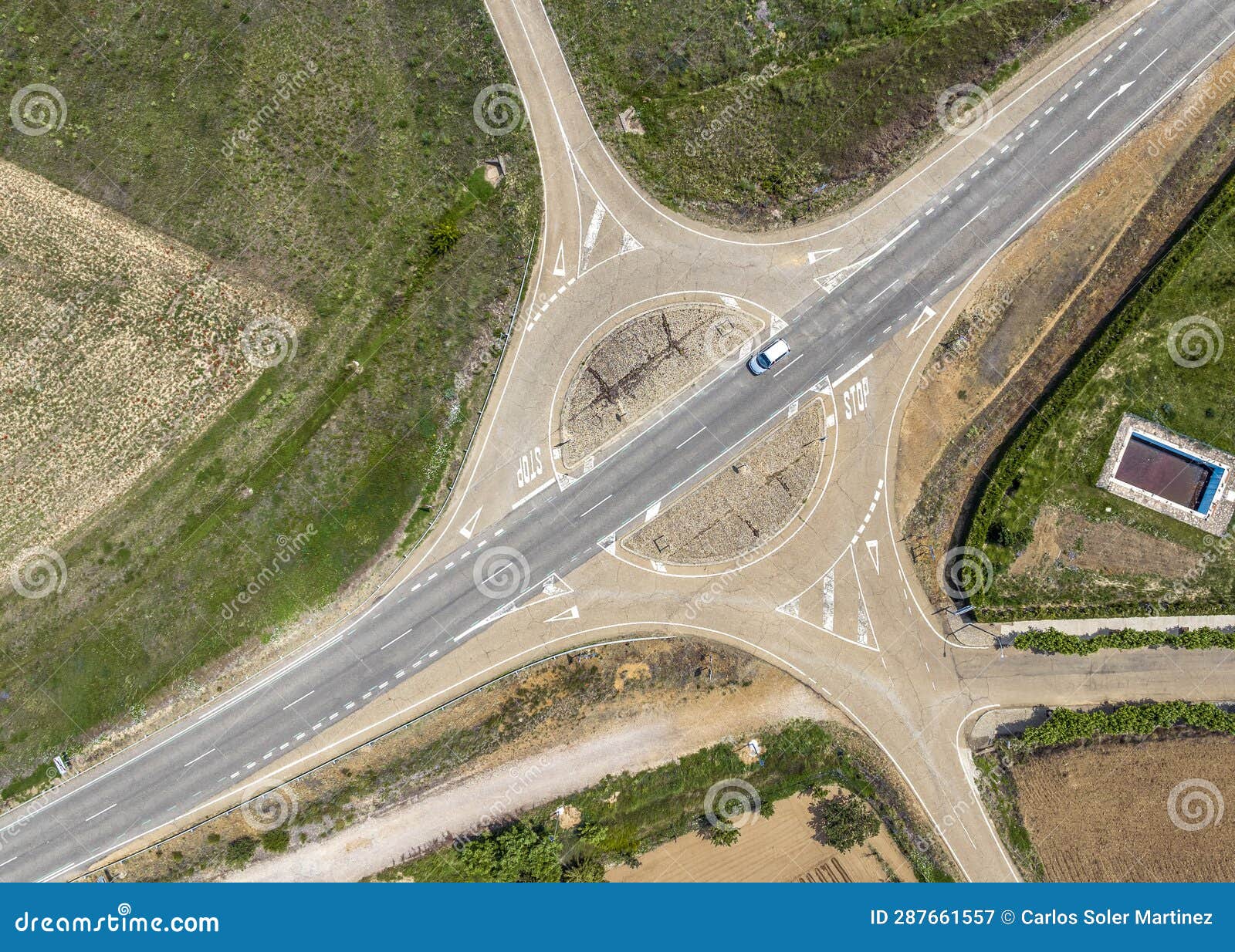 Road Junction with Roundabout Stock Image - Image of intersection ...
