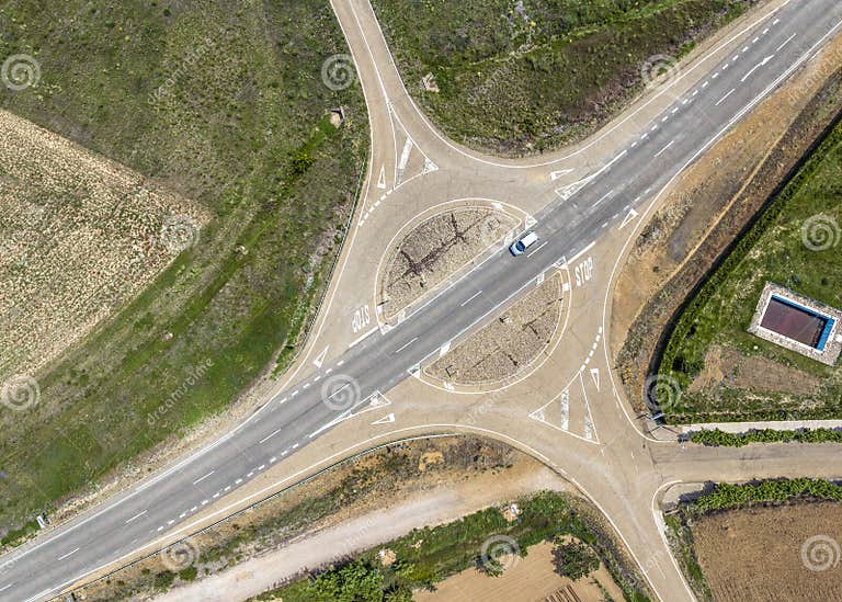 Road Junction with Roundabout Stock Image - Image of intersection ...