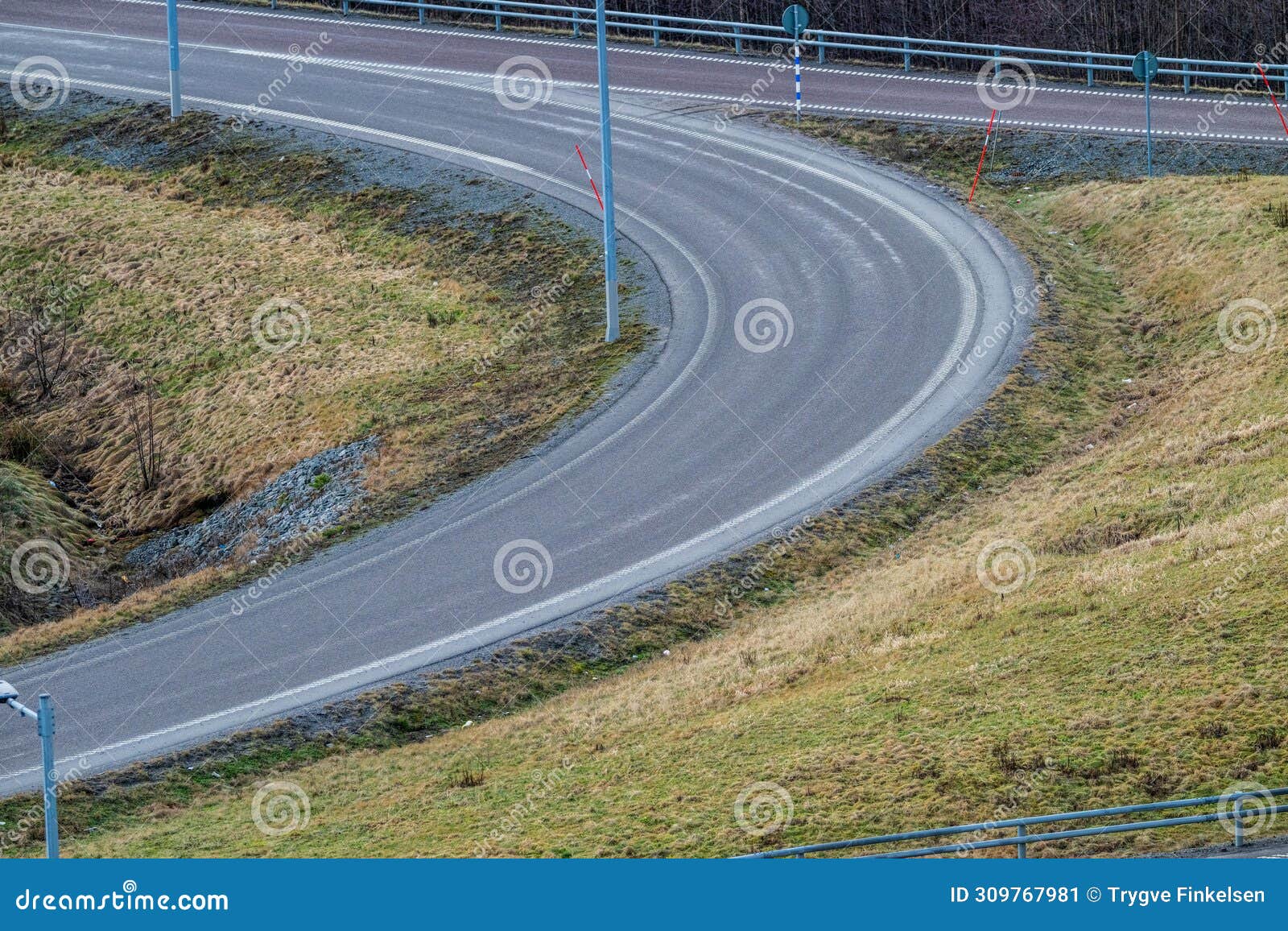 Road Junction with a Tight Turn.. Stock Image - Image of speed, curve ...