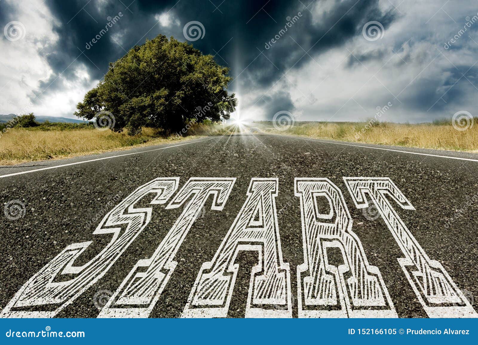 Road landscape with start stock image. Image of career - 152166105