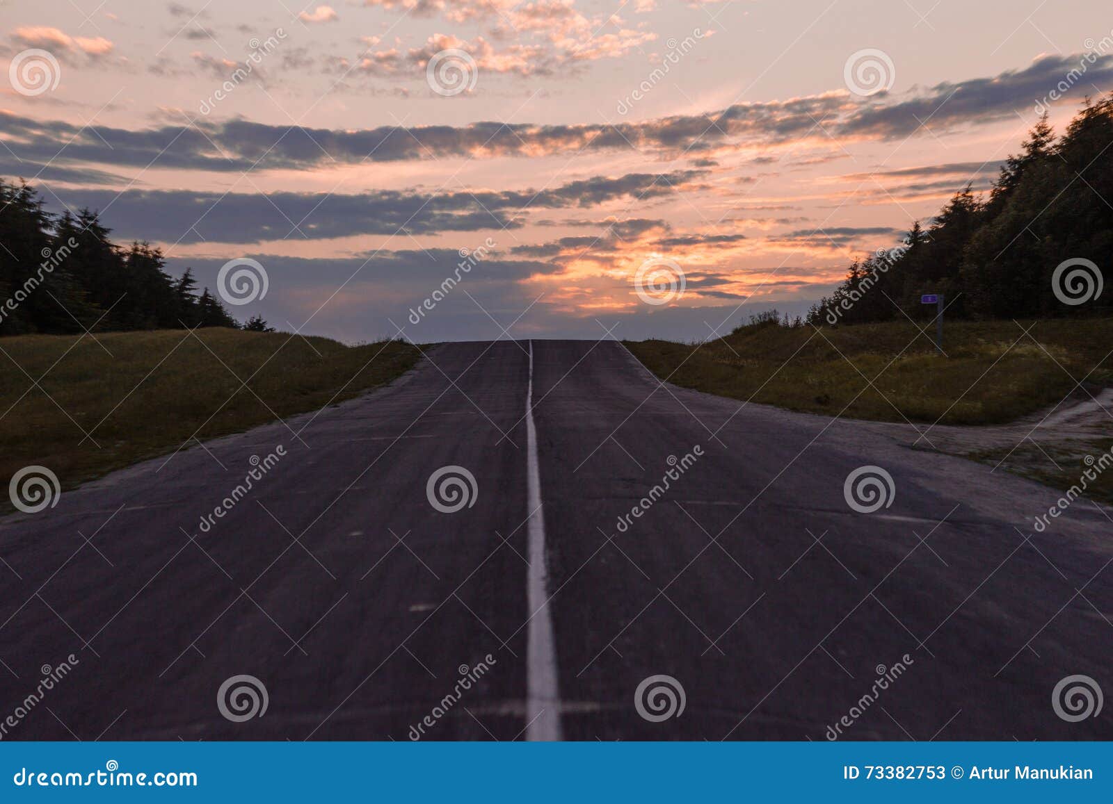 Road landscape stock image. Image of color, evening, driveway - 73382753
