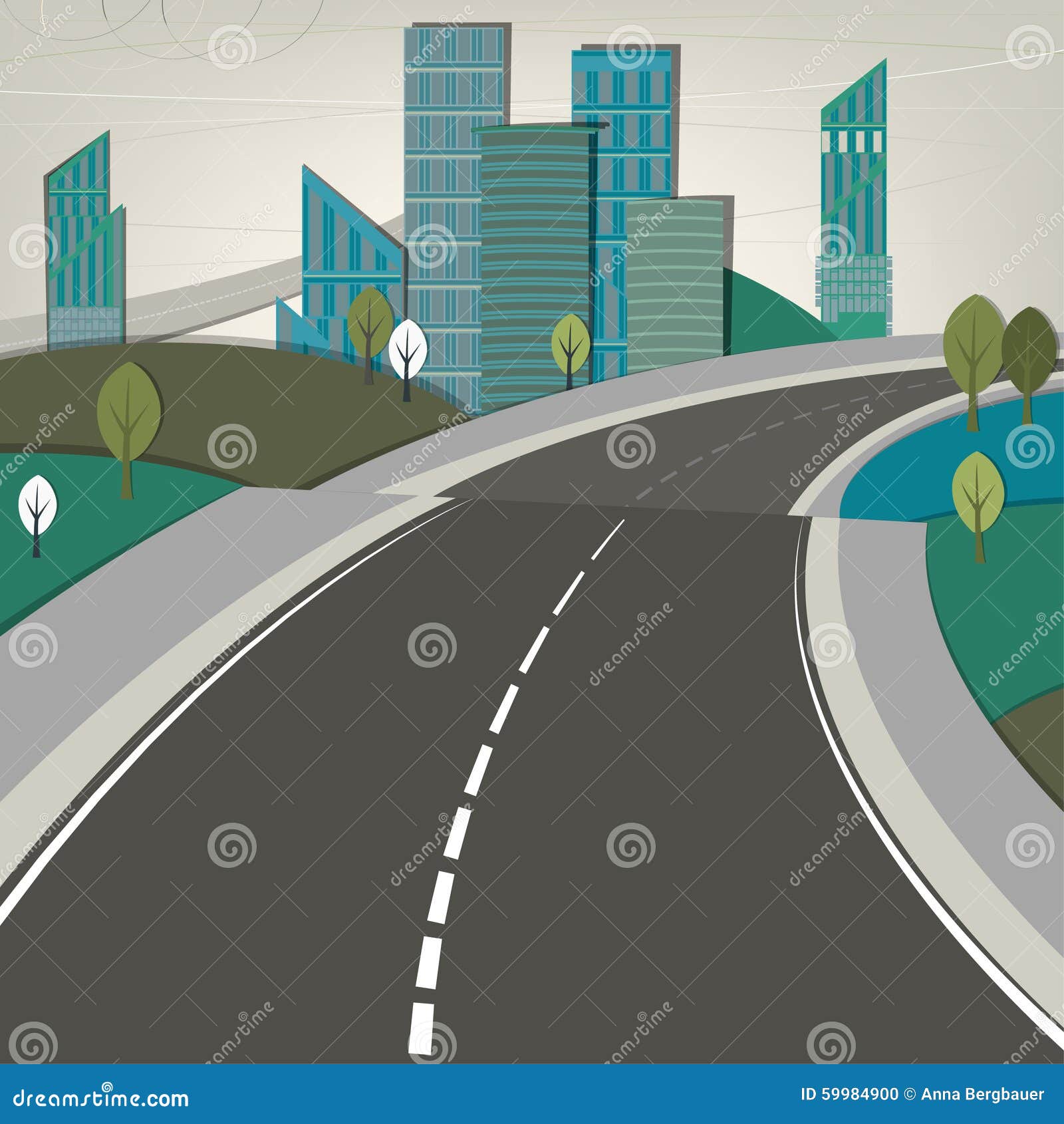 Road landscape stock vector. Illustration of abstract - 59984900