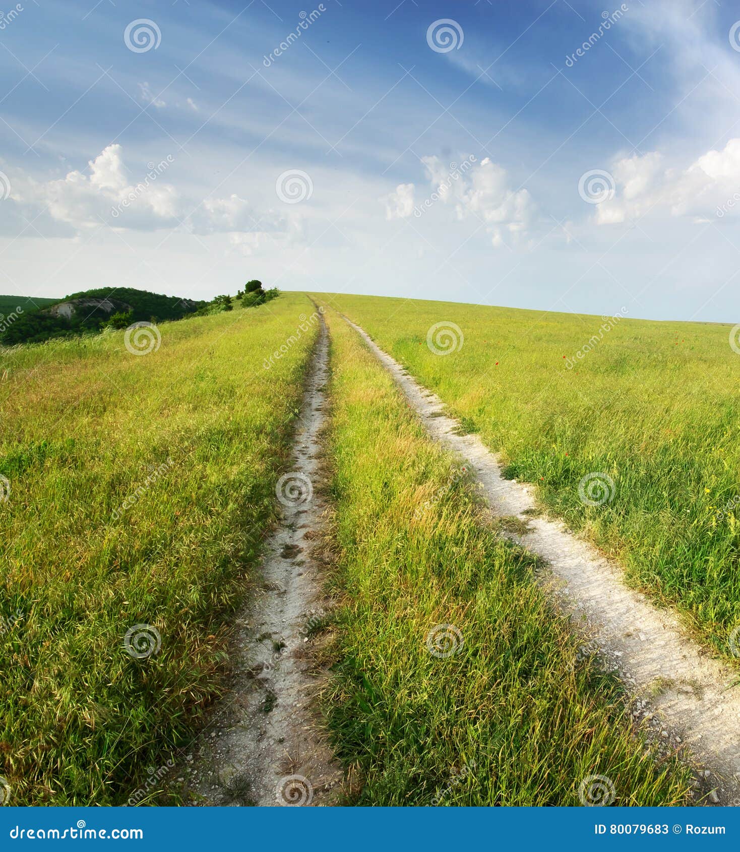Road Lane and Deep Blue Sky. Stock Image - Image of cloud, field: 80079683