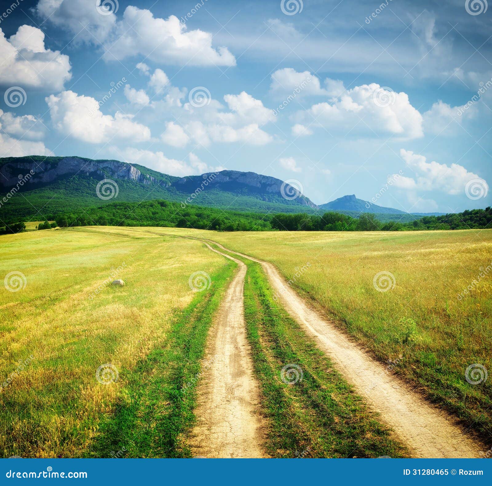 Road Lane in Mountain Meadow. Stock Image - Image of bright, lane: 31280465