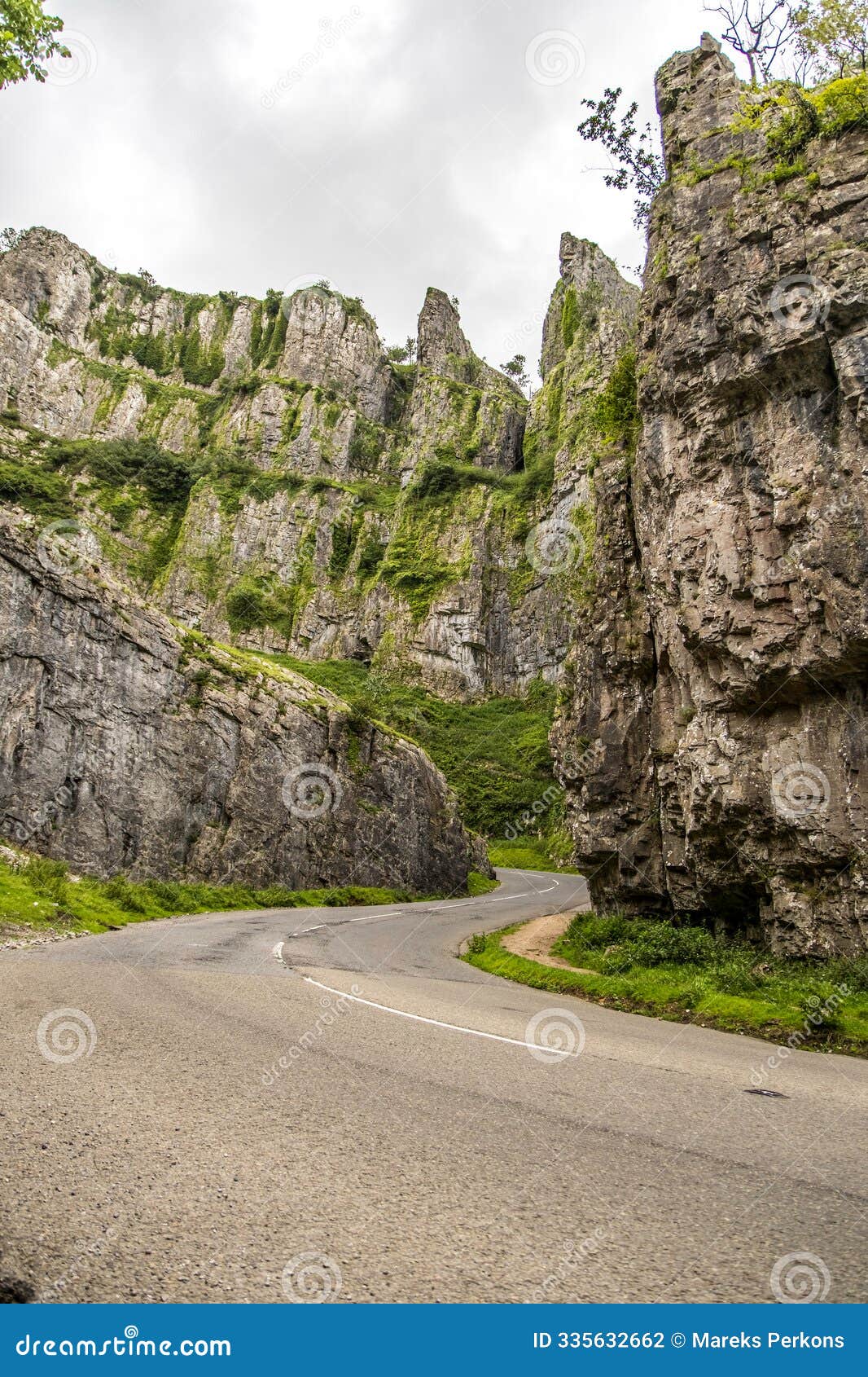 A Road Leading through the Cliffs of Cheddar Gorge. Cheddar, Somerset ...