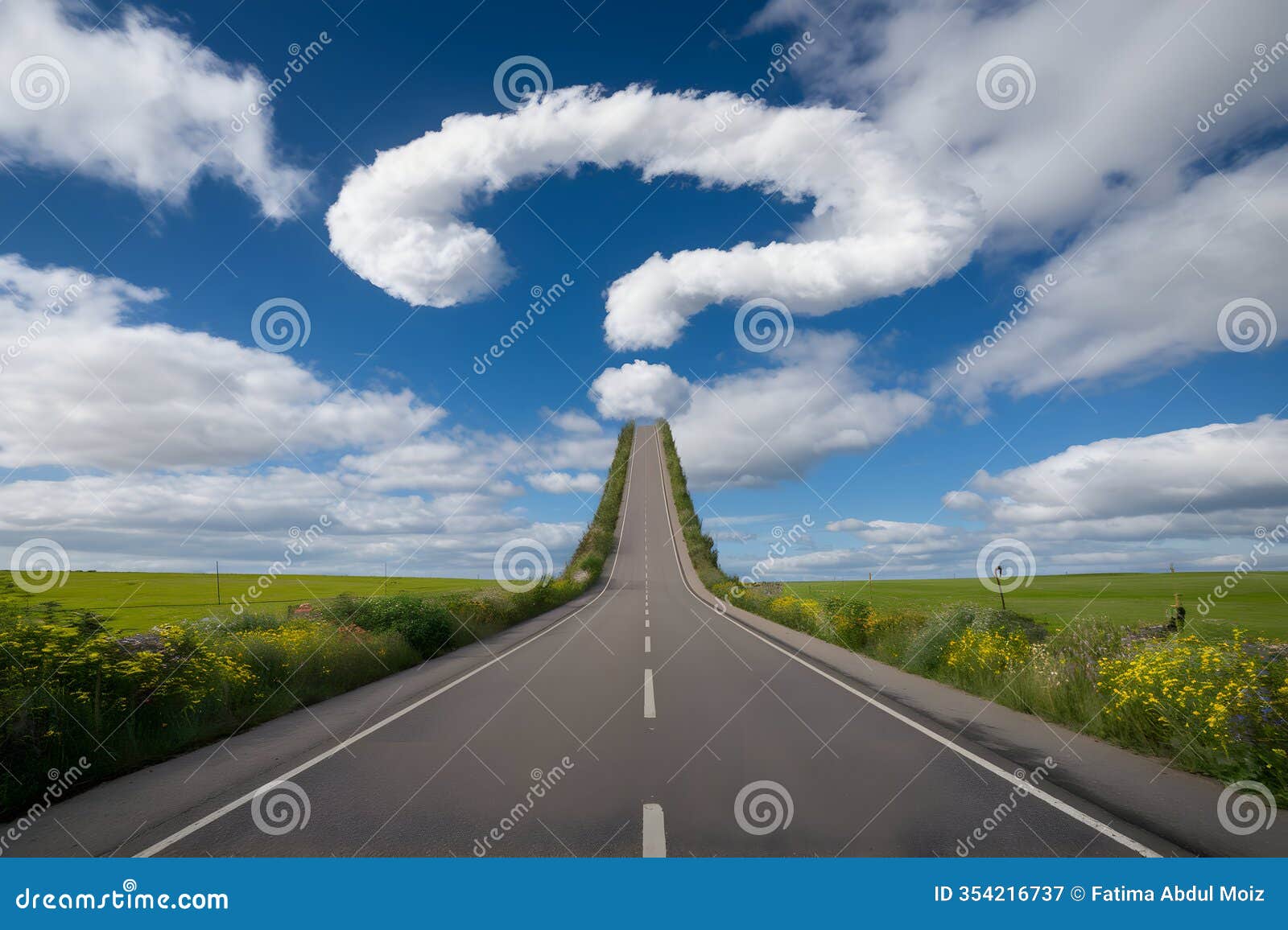 Road Ascends To Cloud Question Mark, Blending Surrealism with ...