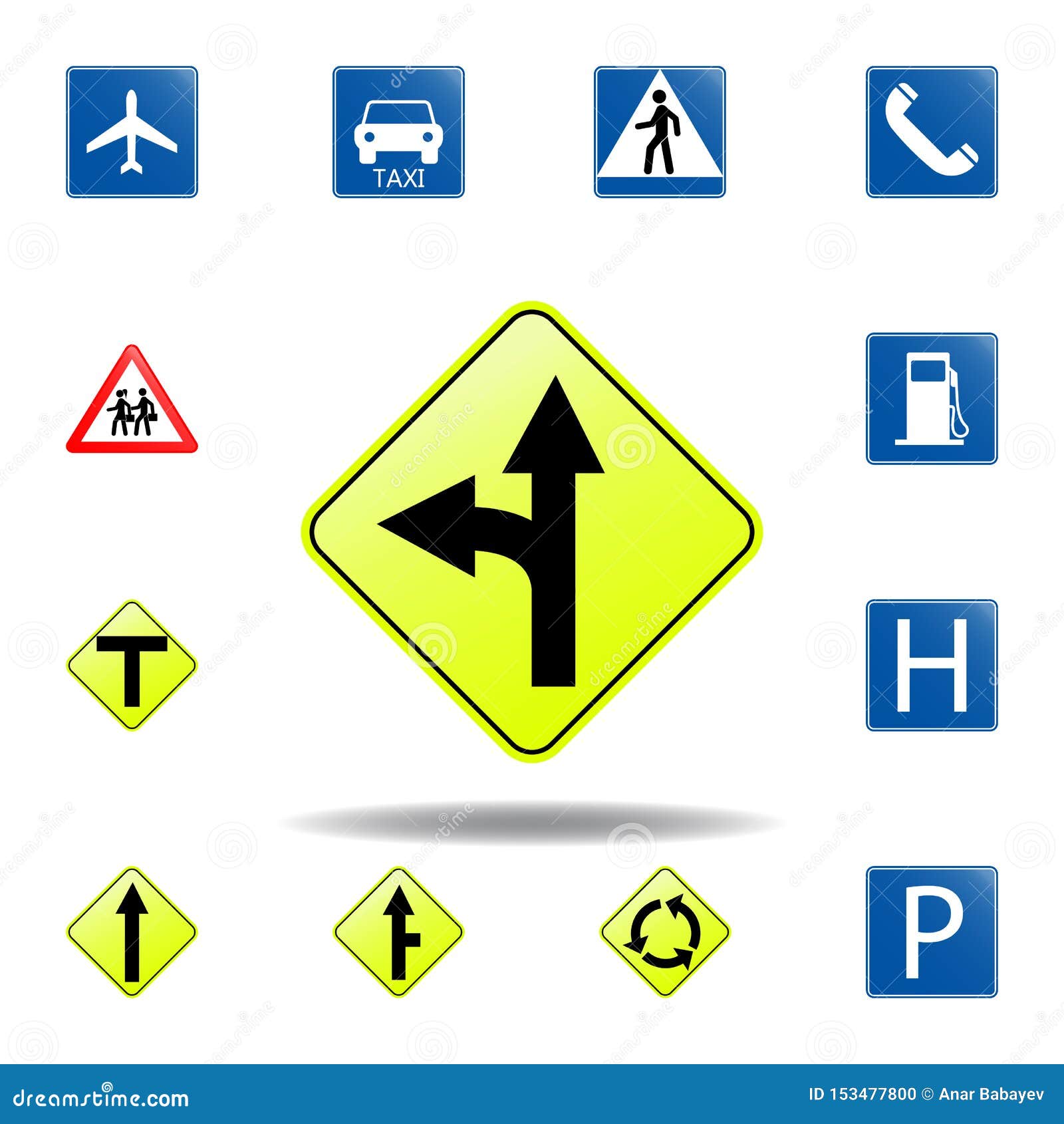 Road Left Icon. Set of Road Signs Icon for Mobile Concept and Web Apps ...