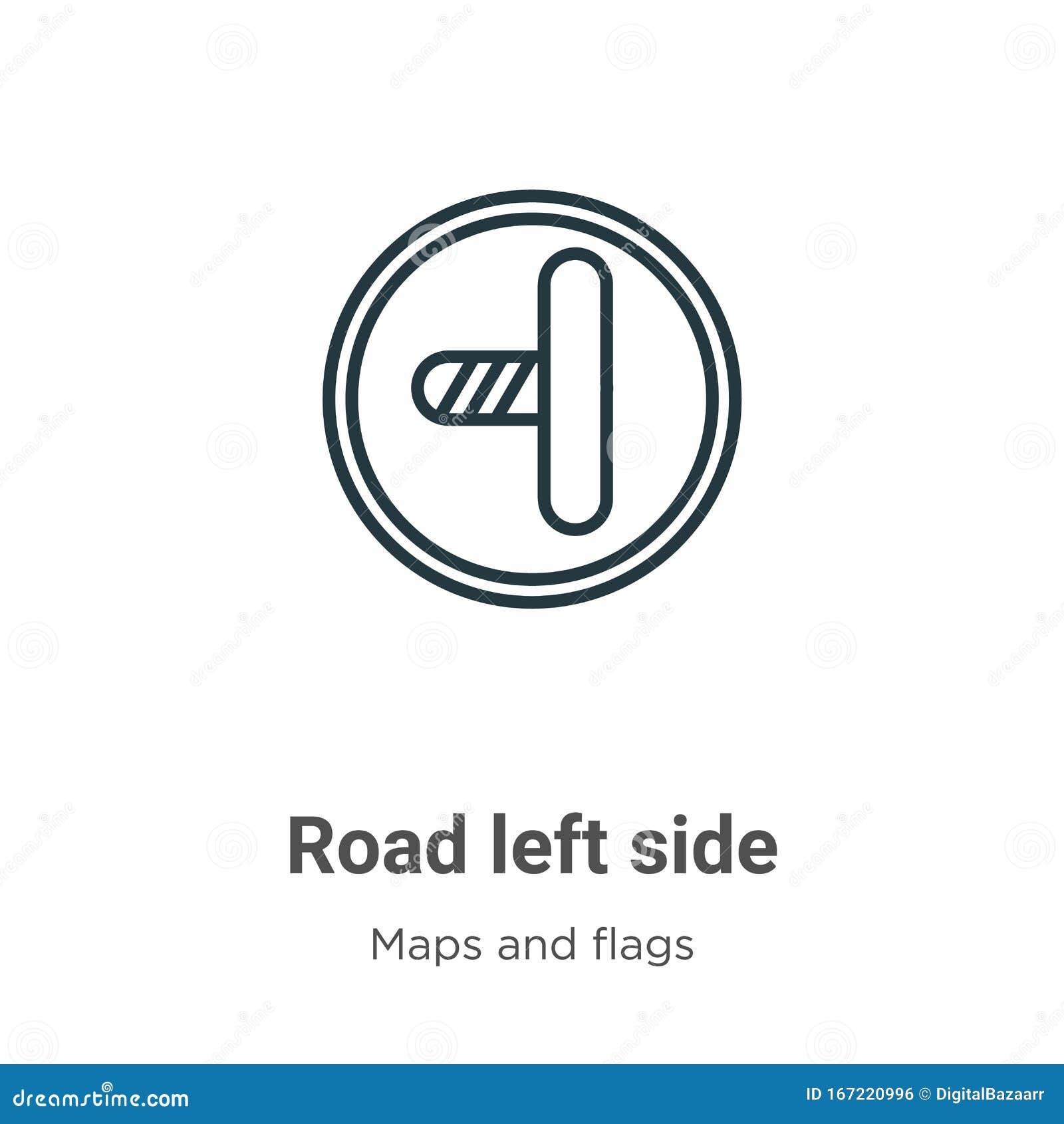 Road Left Side Outline Vector Icon. Thin Line Black Road Left Side Icon ...