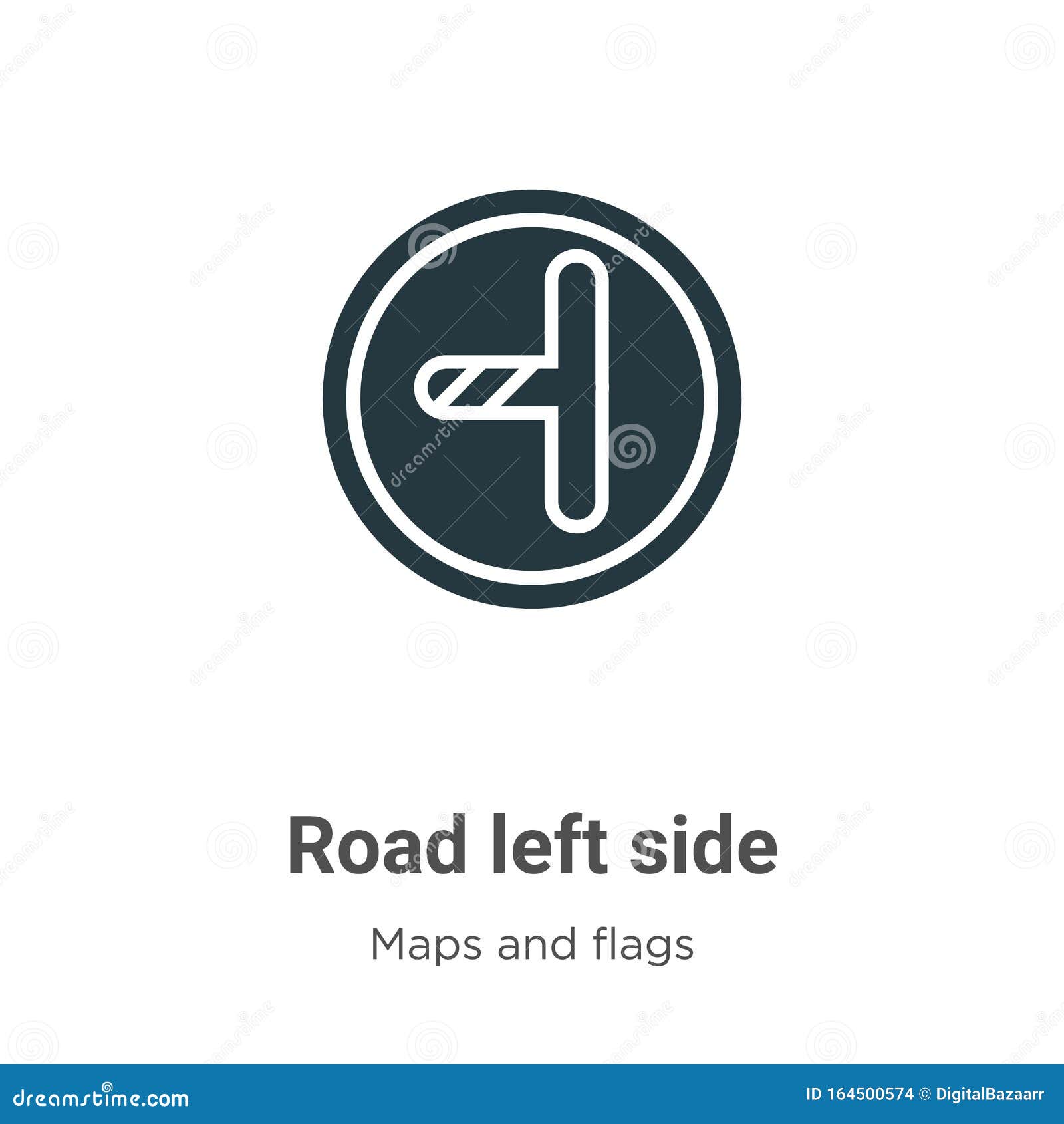 Road Left Side Vector Icon on White Background. Flat Vector Road Left ...